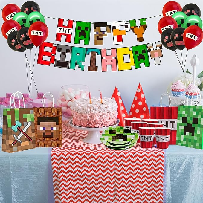 Pixel Birthday Decorations, Party Decorations, Birthday Party Supplies ...