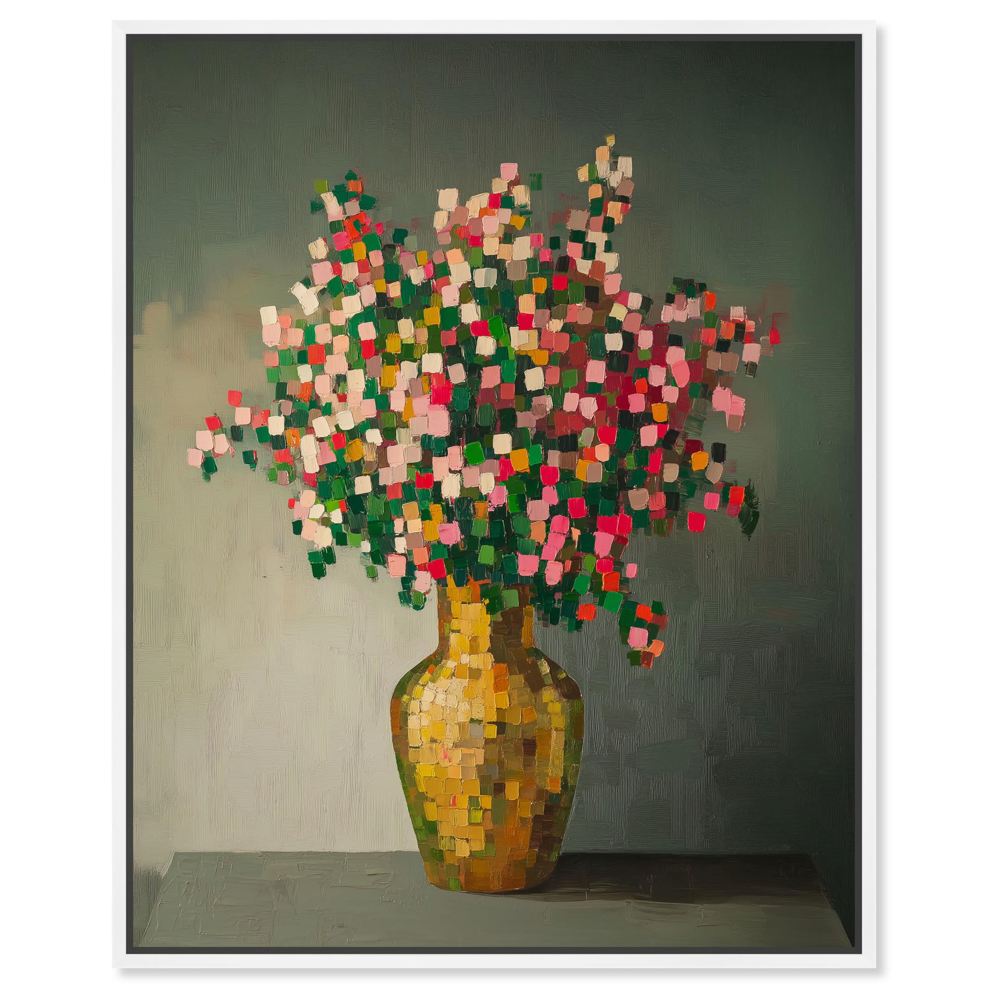 Pixel Bloom I Canvas Spring Floral Art by Art Remedy, White Frame, 24 x ...