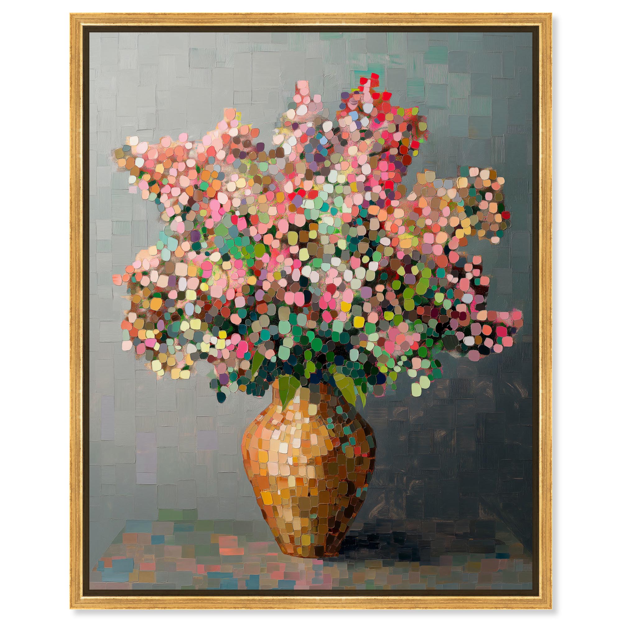 Pixel Bloom II Canvas Spring Floral Art by Art Remedy, Gold Frame, 20 x ...
