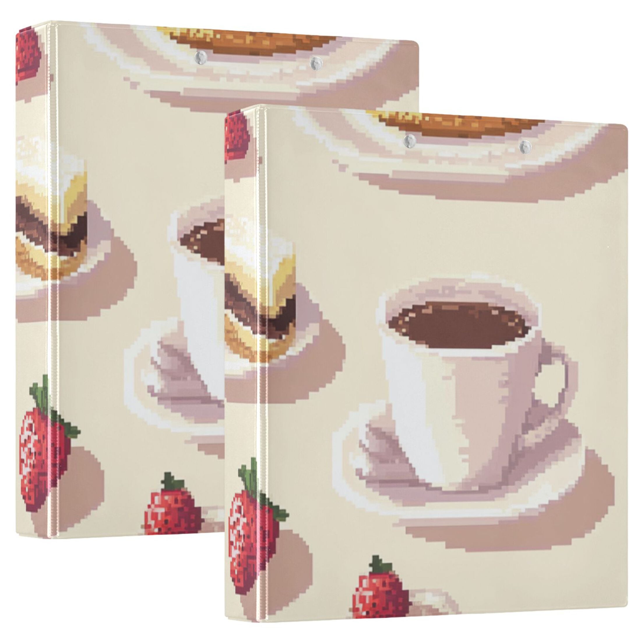 Pixel Cakes Strawberry 3 Ring Binders 1.5 inch Hardcover File Folders ...