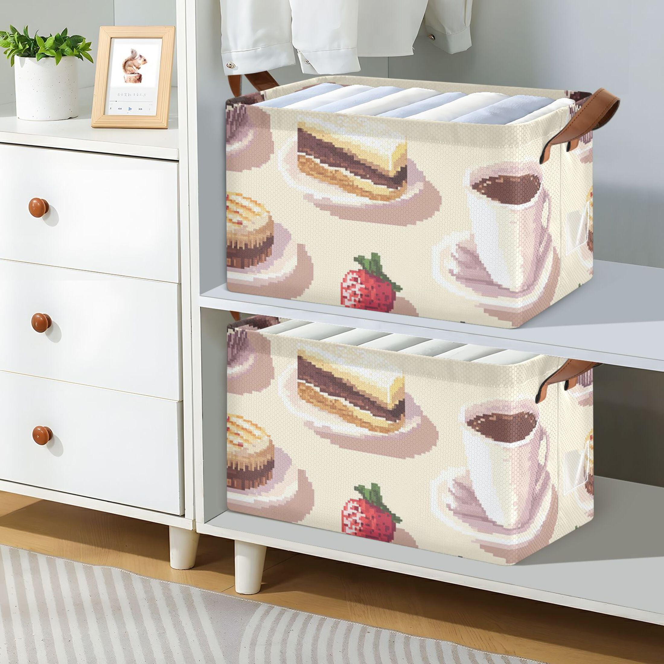 Pixel Cakes Strawberry Foldable Storage Large Fabric Storage Baskets ...