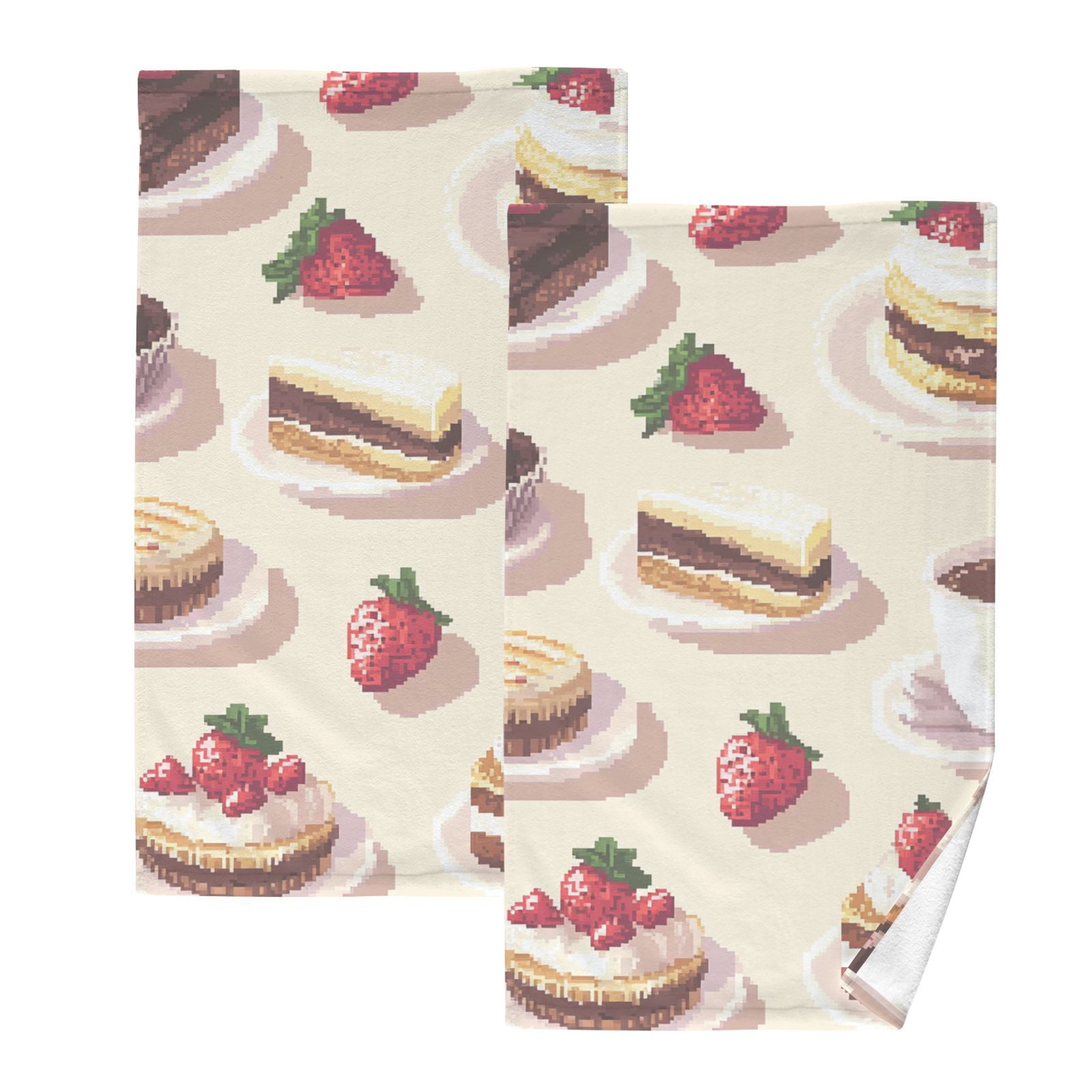 Pixel Cakes Strawberry Hand Towels Cotton Bath Towels Large Face Towels ...