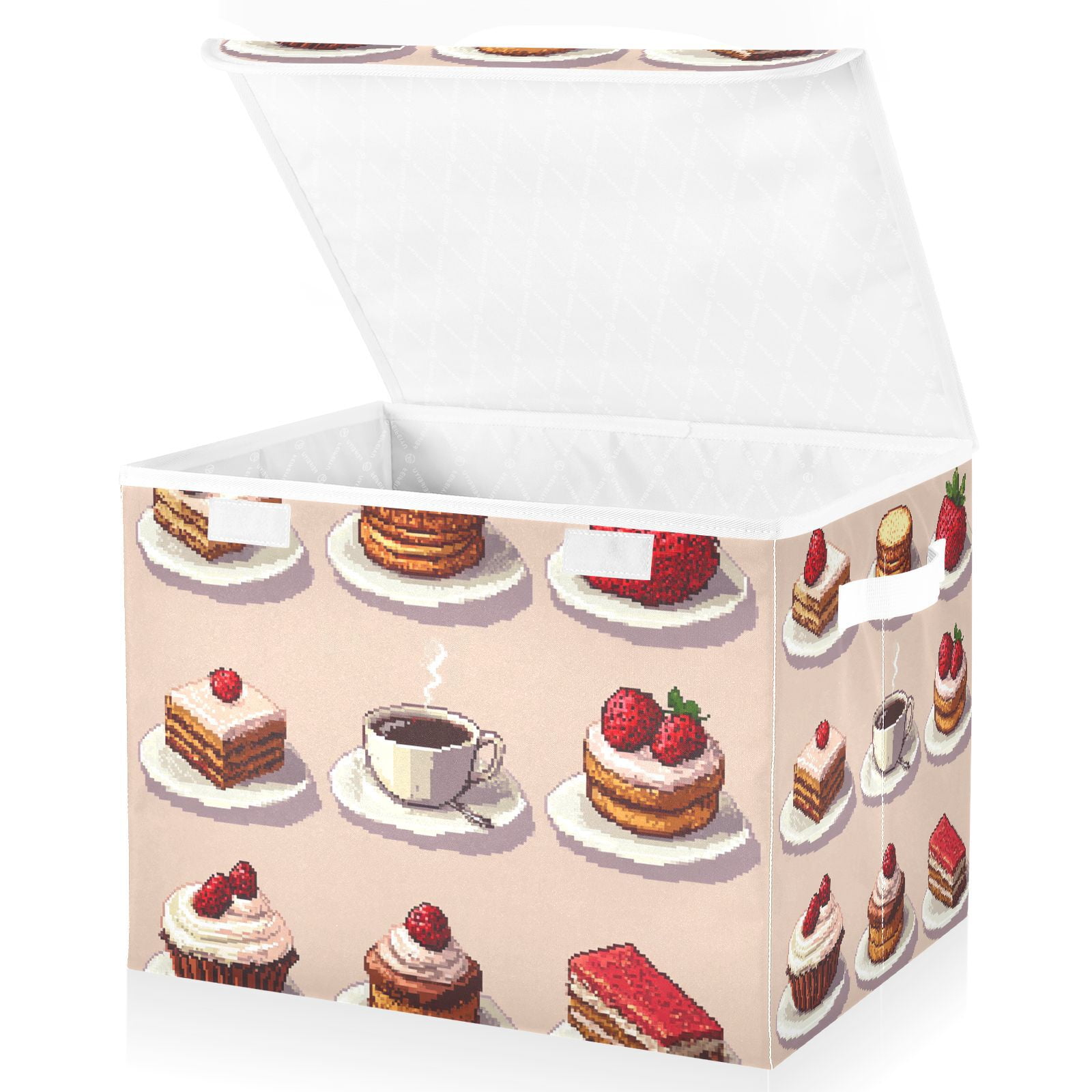 Pixel Cakes and Strawberry Storage Basket for Shelves Foldable ...