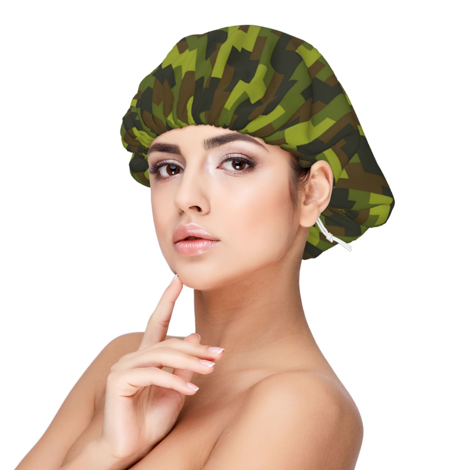 Pixel Camouflage Green Silk Bonnet for Sleeping Women/Men, Adjustable ...