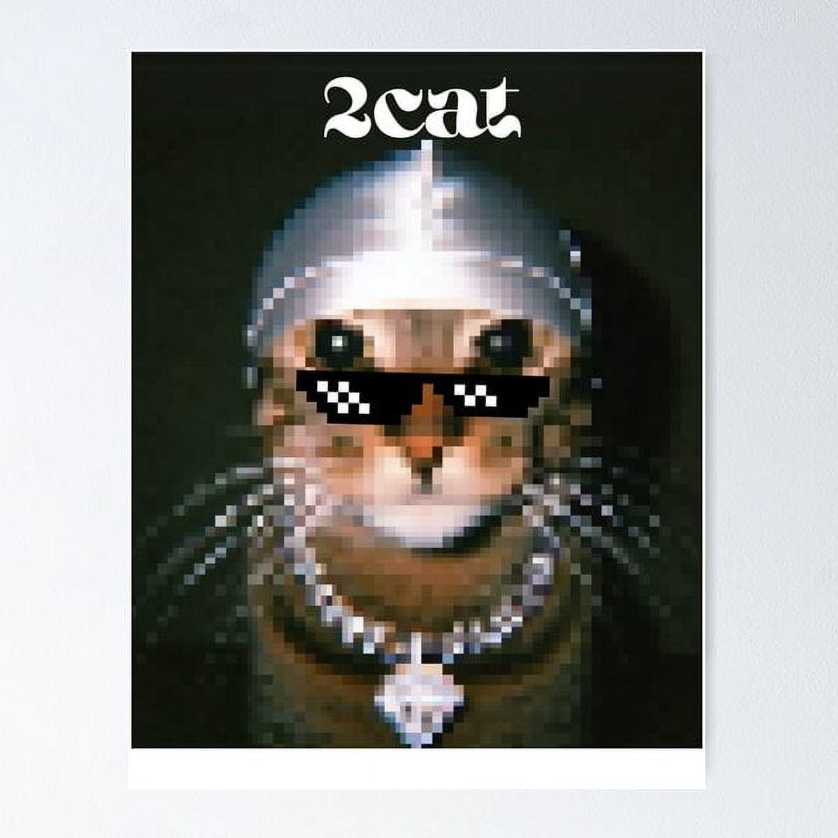 "Pixel Cat: Thug Life Edition – A Pixelated Cat Homage To Tupac" Poster ...