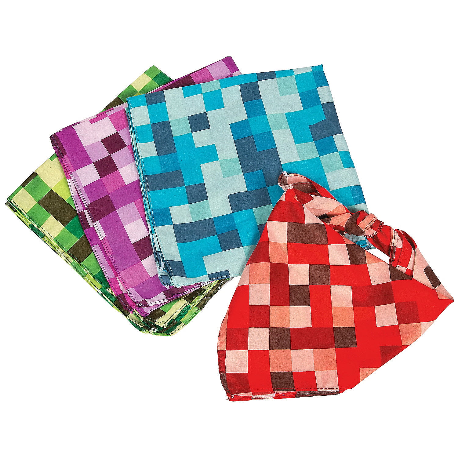 Pixel Checker Bandanas - Party Wear - 12 Pieces - Walmart.com