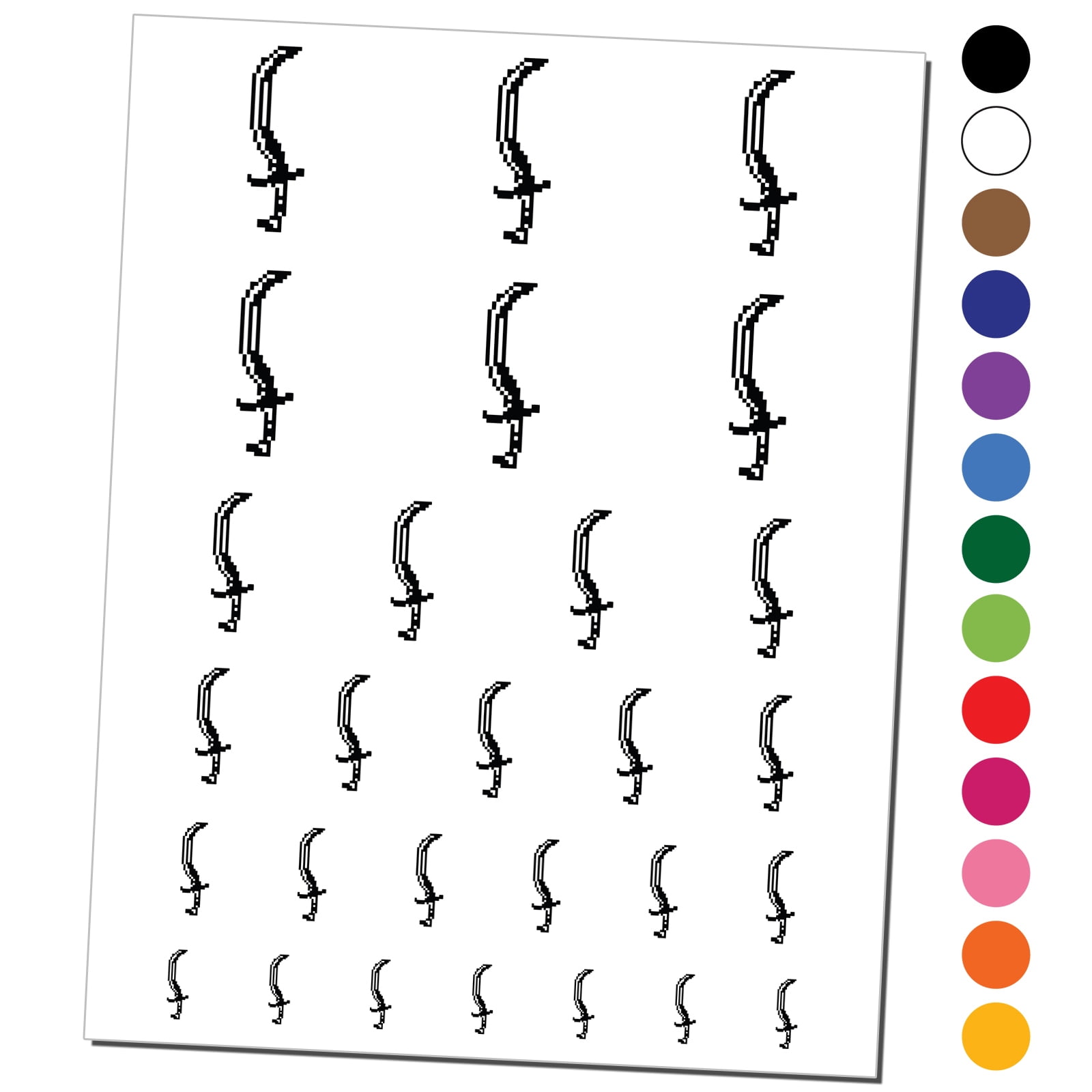 Pixel Curved Sword Scimitar Blade RPG Weapon Water Resistant Temporary ...