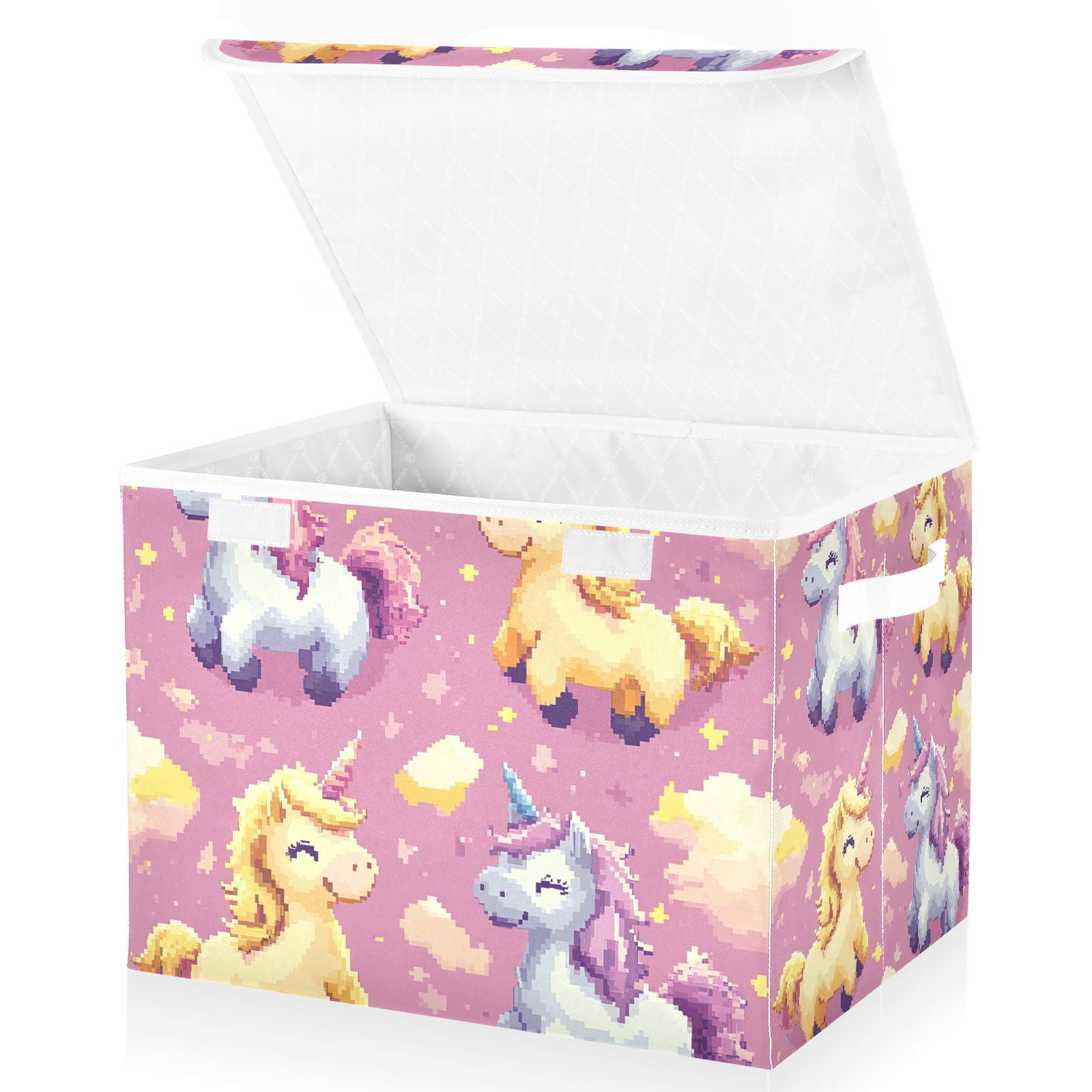 Pixel Cute Unicorns Storage Basket for Shelves Foldable Container ...