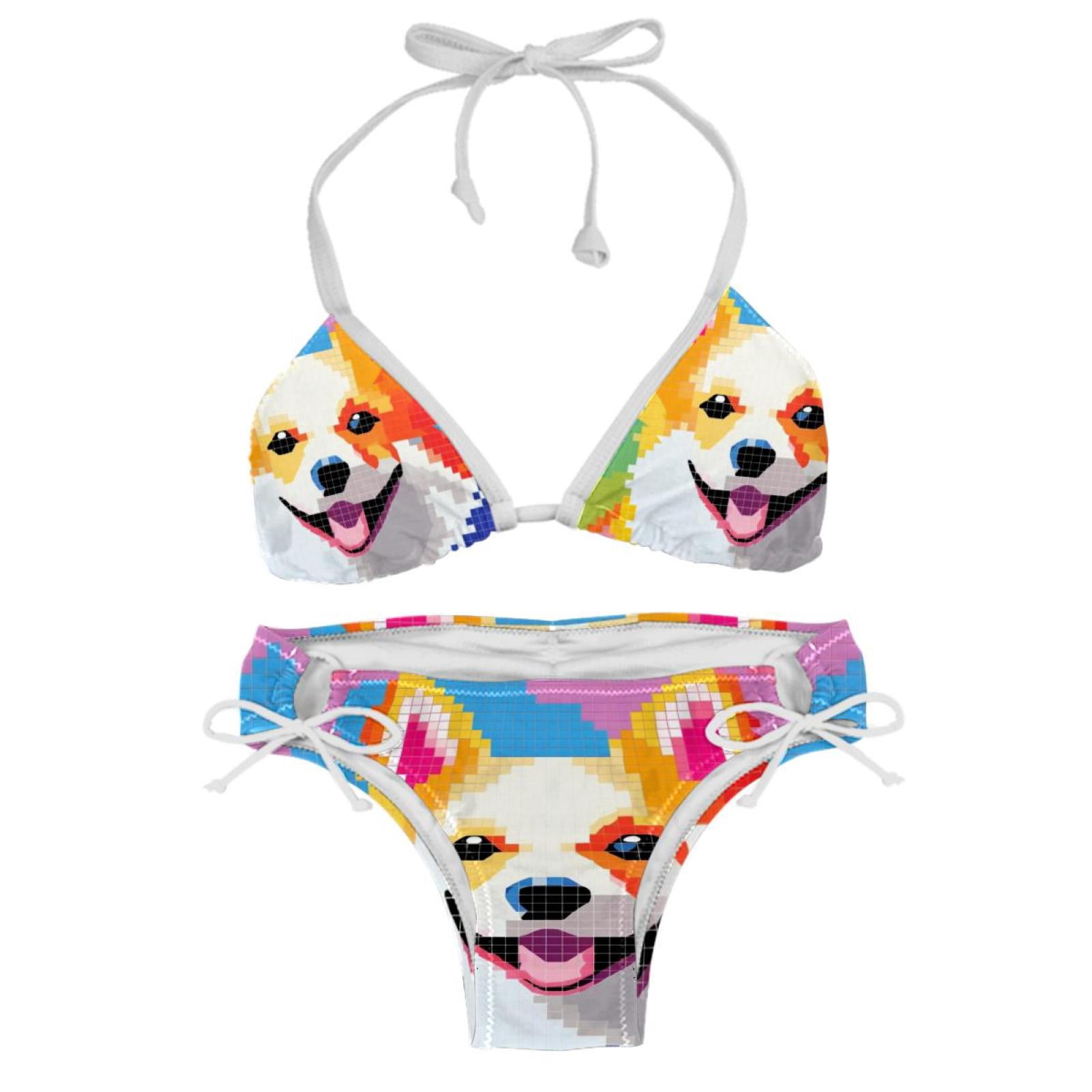 Pixel Dog Adjustable Strap Bikini Set with Detachable Sponge, Two-Pack ...