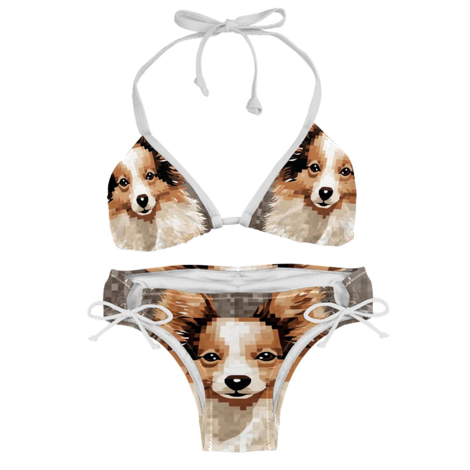 Pixel Dog Detachable Sponge Adjustable Strap Bikini Set Two-Pack ...