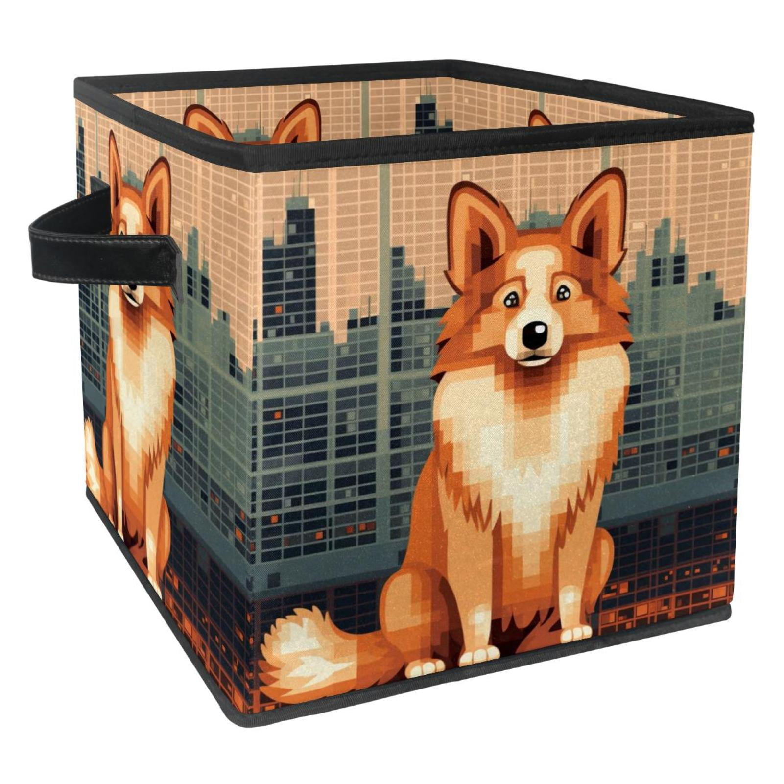 Pixel Dog Foldable Clothes Storage Bins with Handle, 10.8"x10.5"x10.6 ...