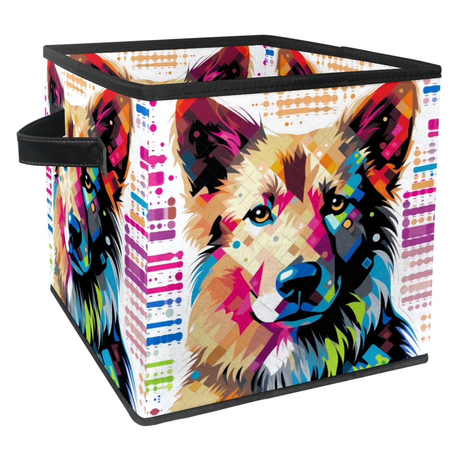 Pixel Dog Foldable Toy Box with Handle, 10.8"x10.5"x10.6", Large ...