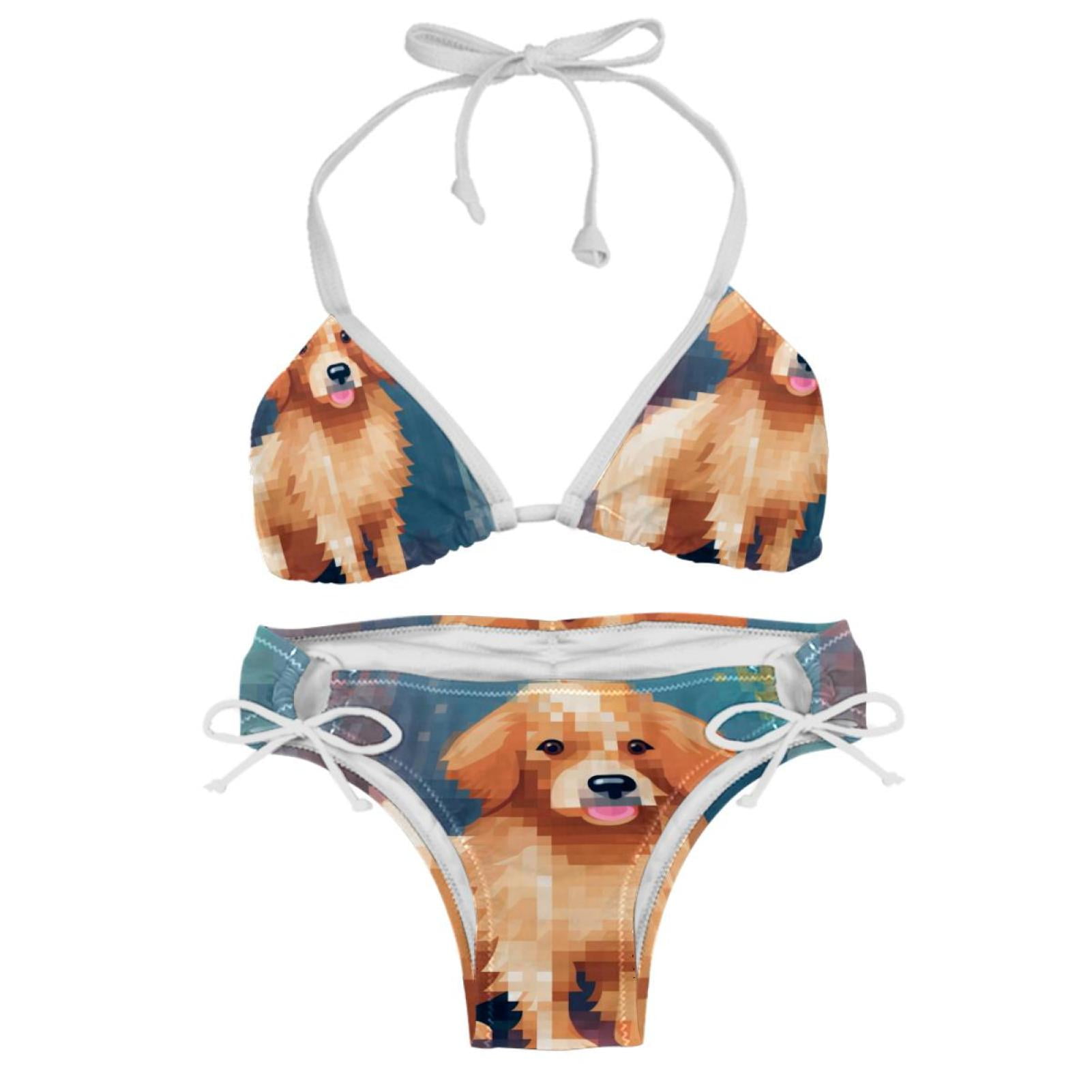 Pixel Dog One-Piece Swimsuit Bikini Set, Detachable Sponge, Adjustable ...