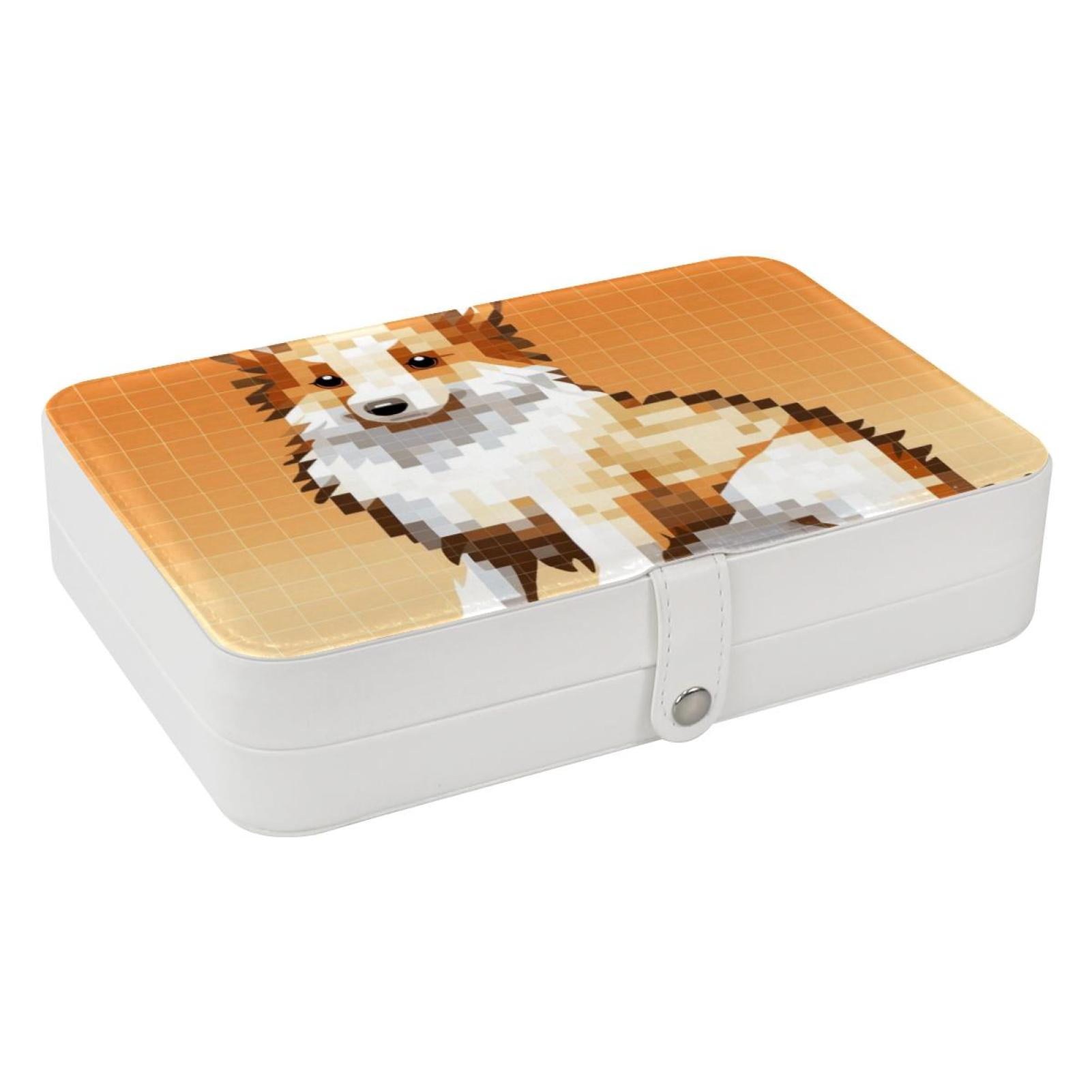 Pixel Dog PU Leather Earring Organizer Box with Removable Compartment ...