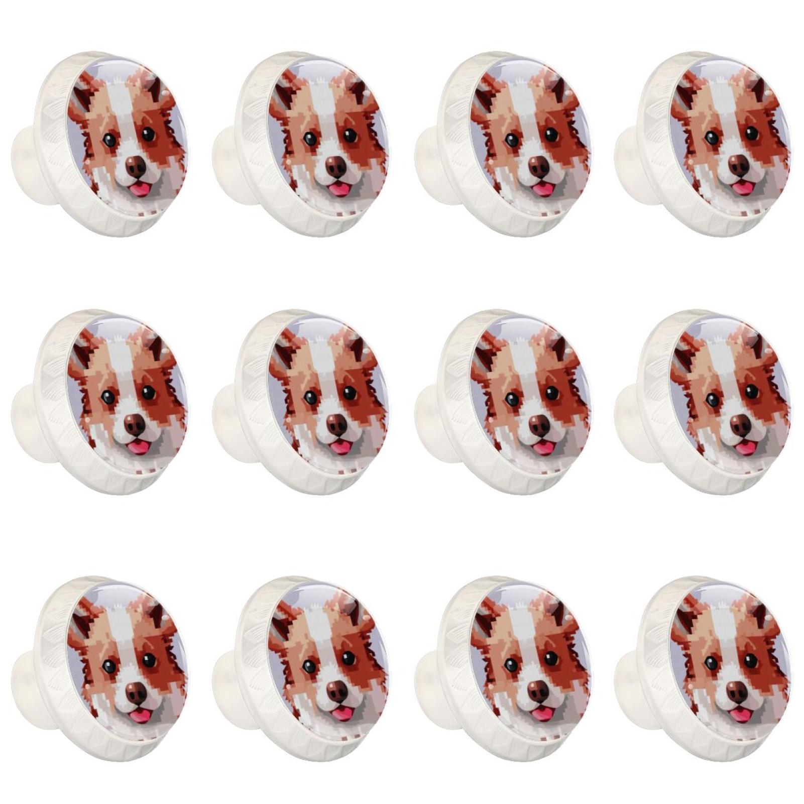 Pixel Dog Pet Animal 12 Pcs White Round Drawer Pulls with Screws,ABS ...