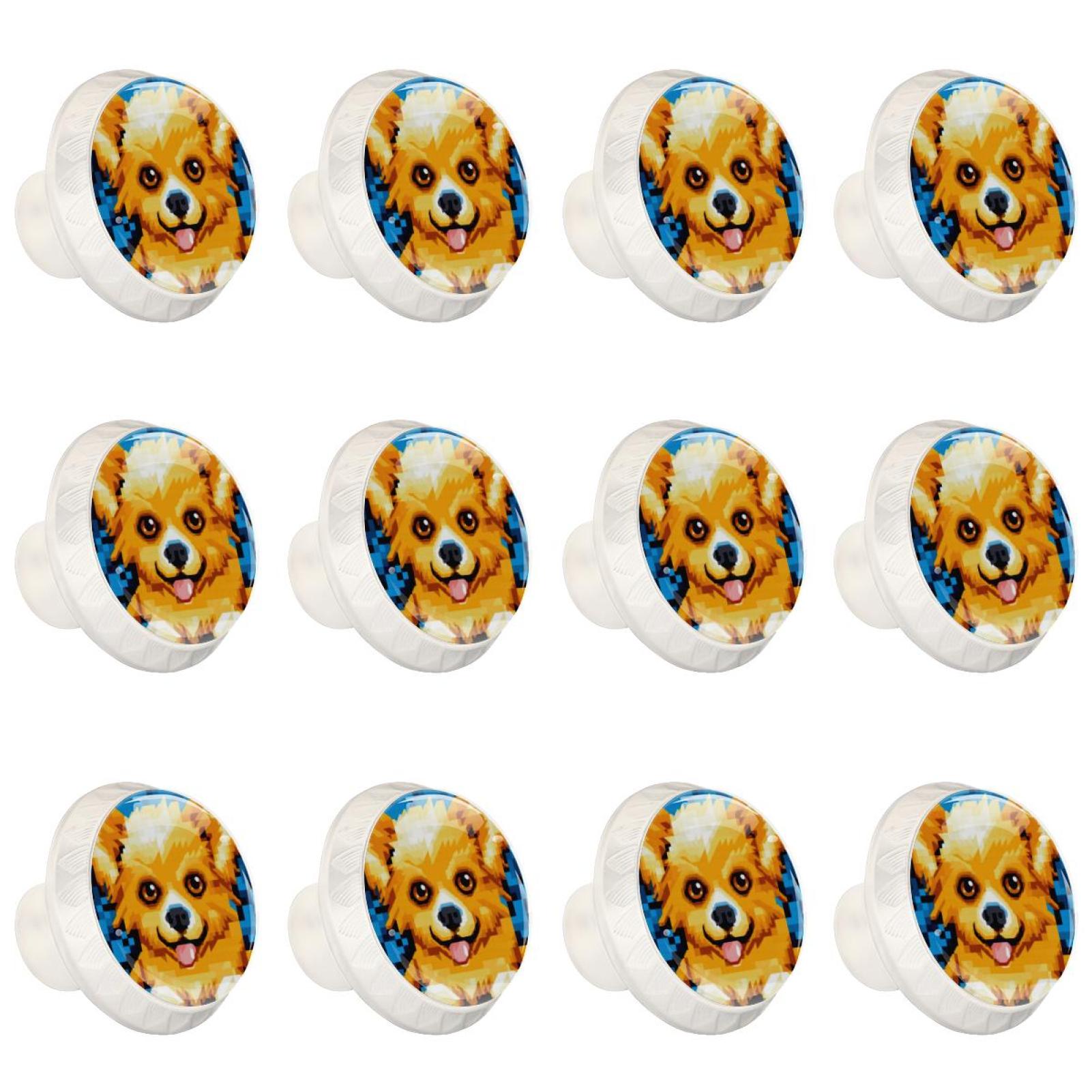 Pixel Dog Pet Animal 12 Pcs White Round Drawer Pulls with Screws,ABS ...