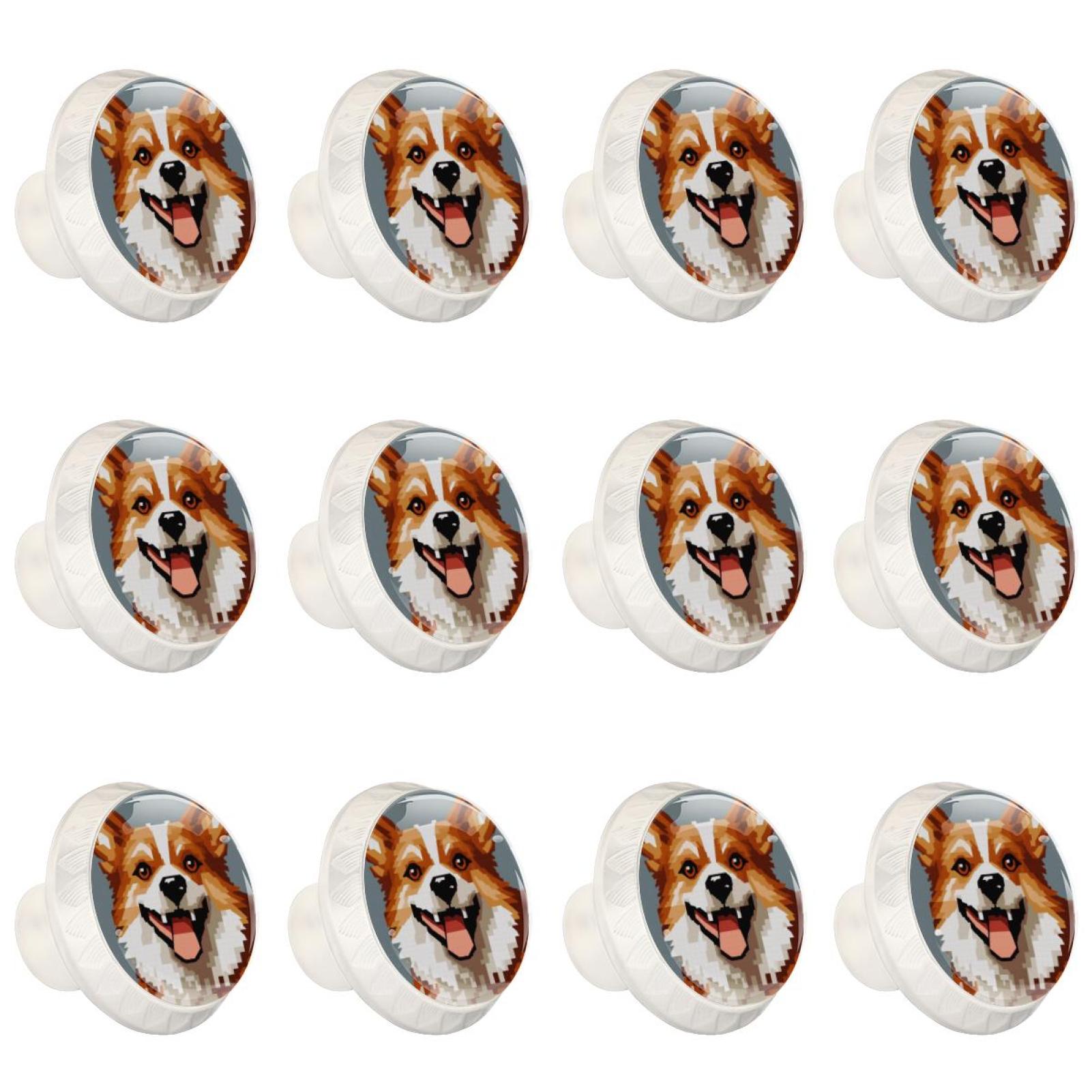 Pixel Dog Pet Animal 12 Pcs White Round Drawer Pulls with Screws,ABS ...