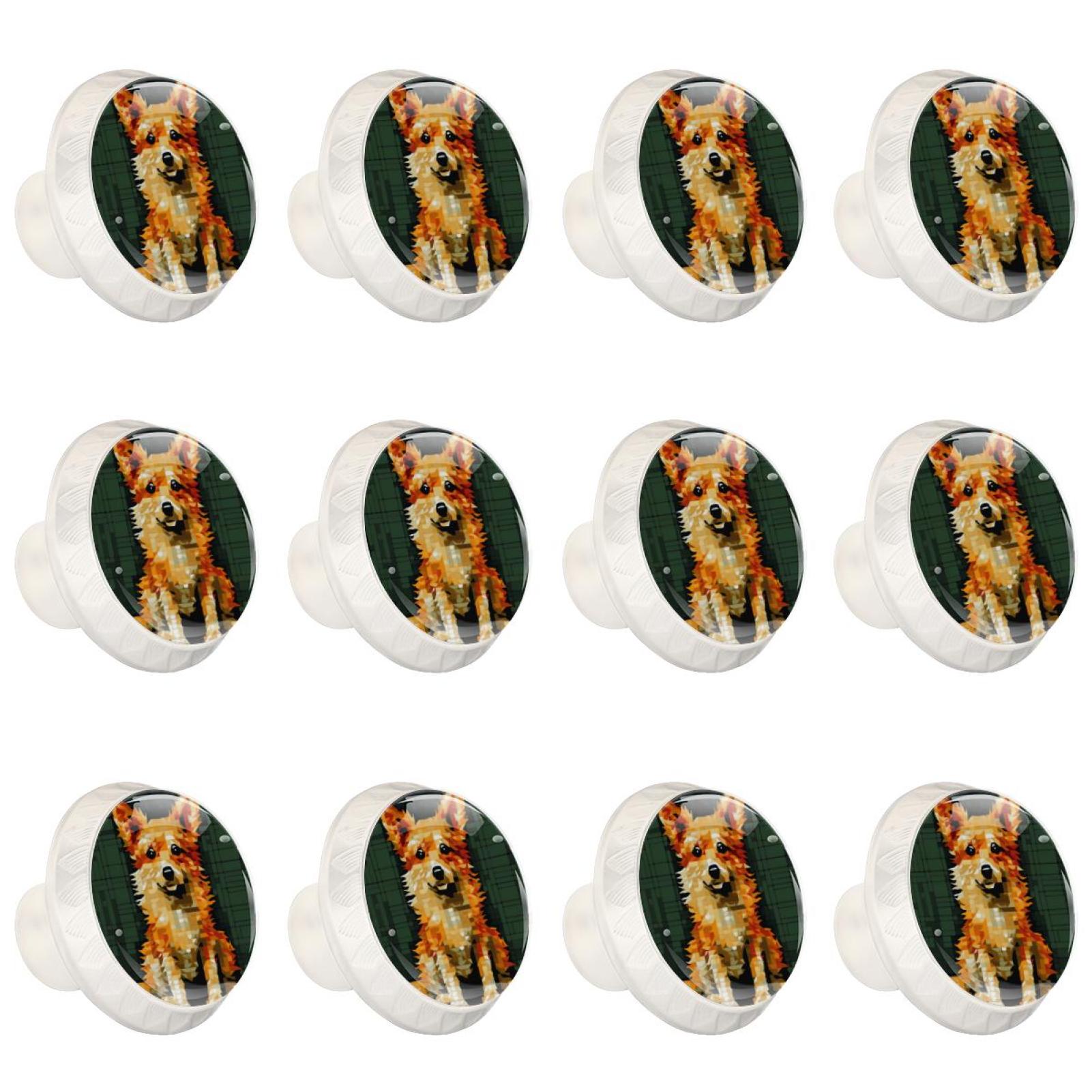 Pixel Dog Pet Animal 12 Pcs White Round Drawer Pulls with Screws,ABS ...