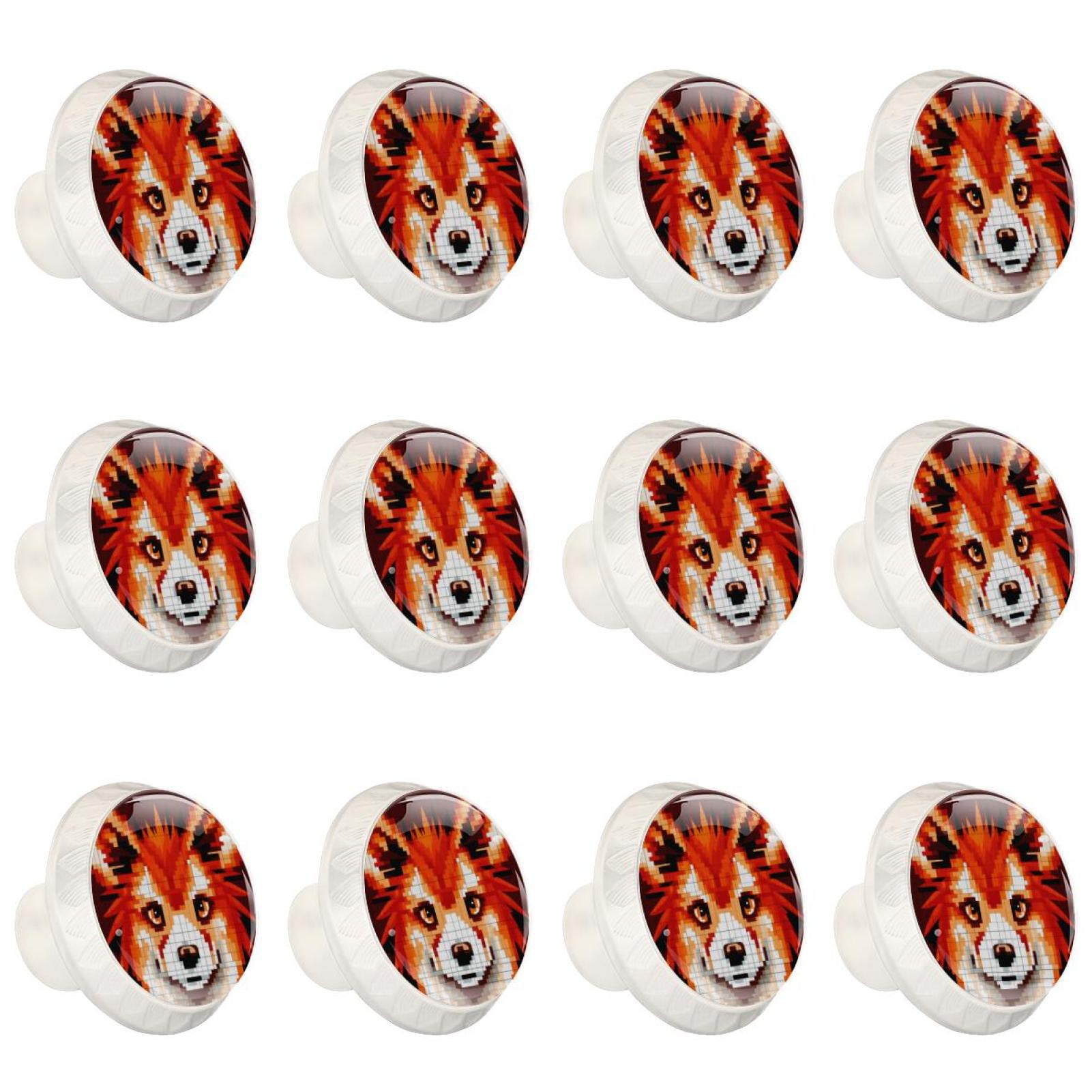 Pixel Dog Pet Animal 12 Pcs White Round Drawer Pulls with Screws,ABS ...