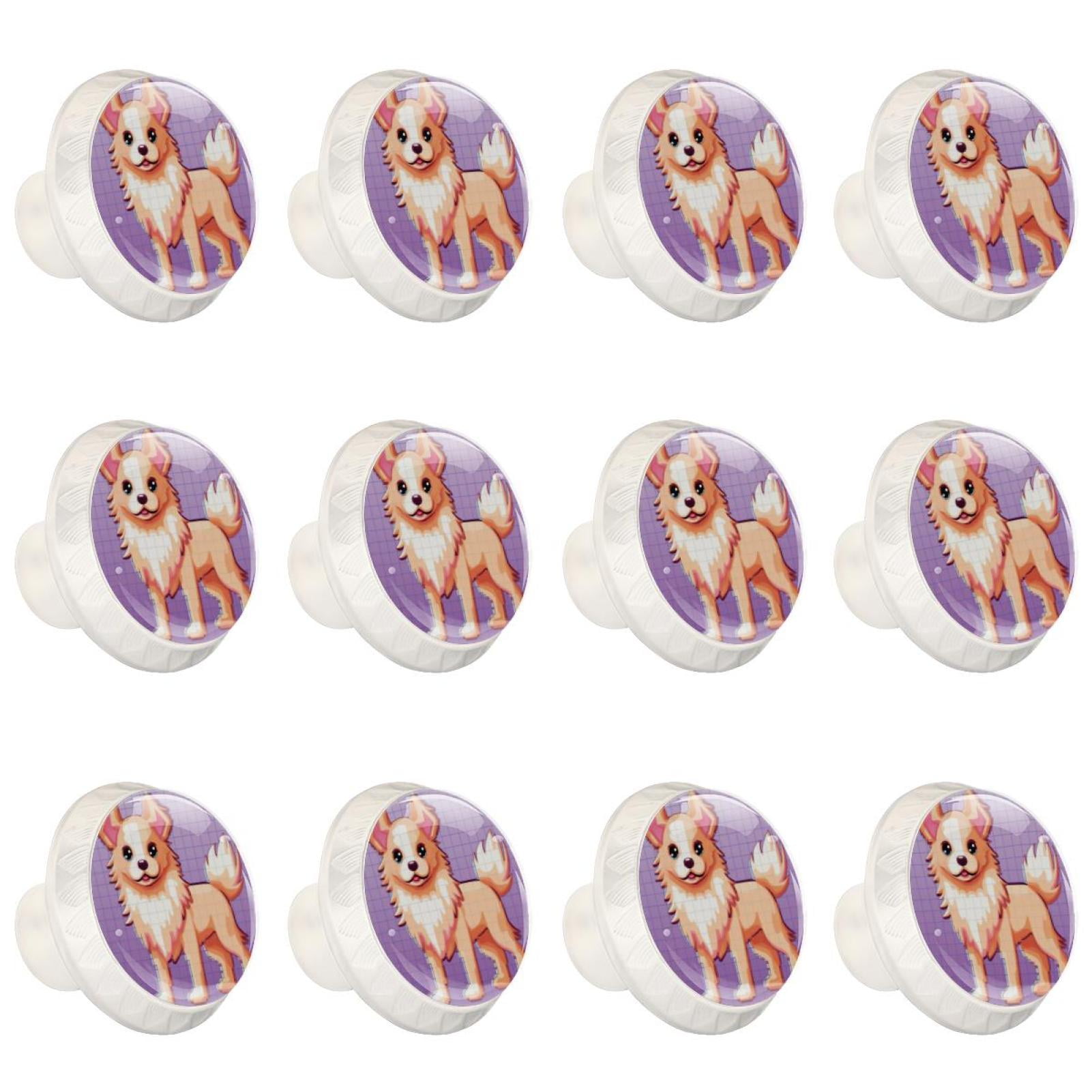 Pixel Dog Pet Animal 12 Pcs White Round Drawer Pulls with Screws,ABS ...