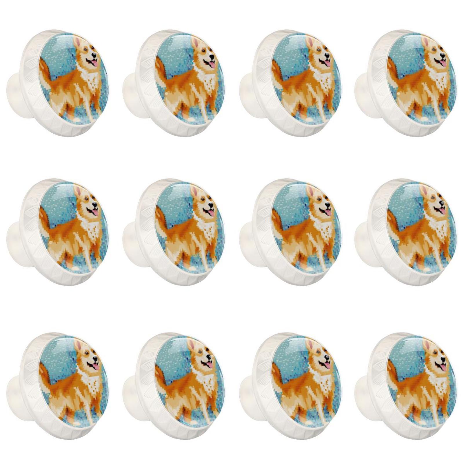Pixel Dog Pet Animal 12 Pcs White Round Drawer Pulls with Screws,ABS ...