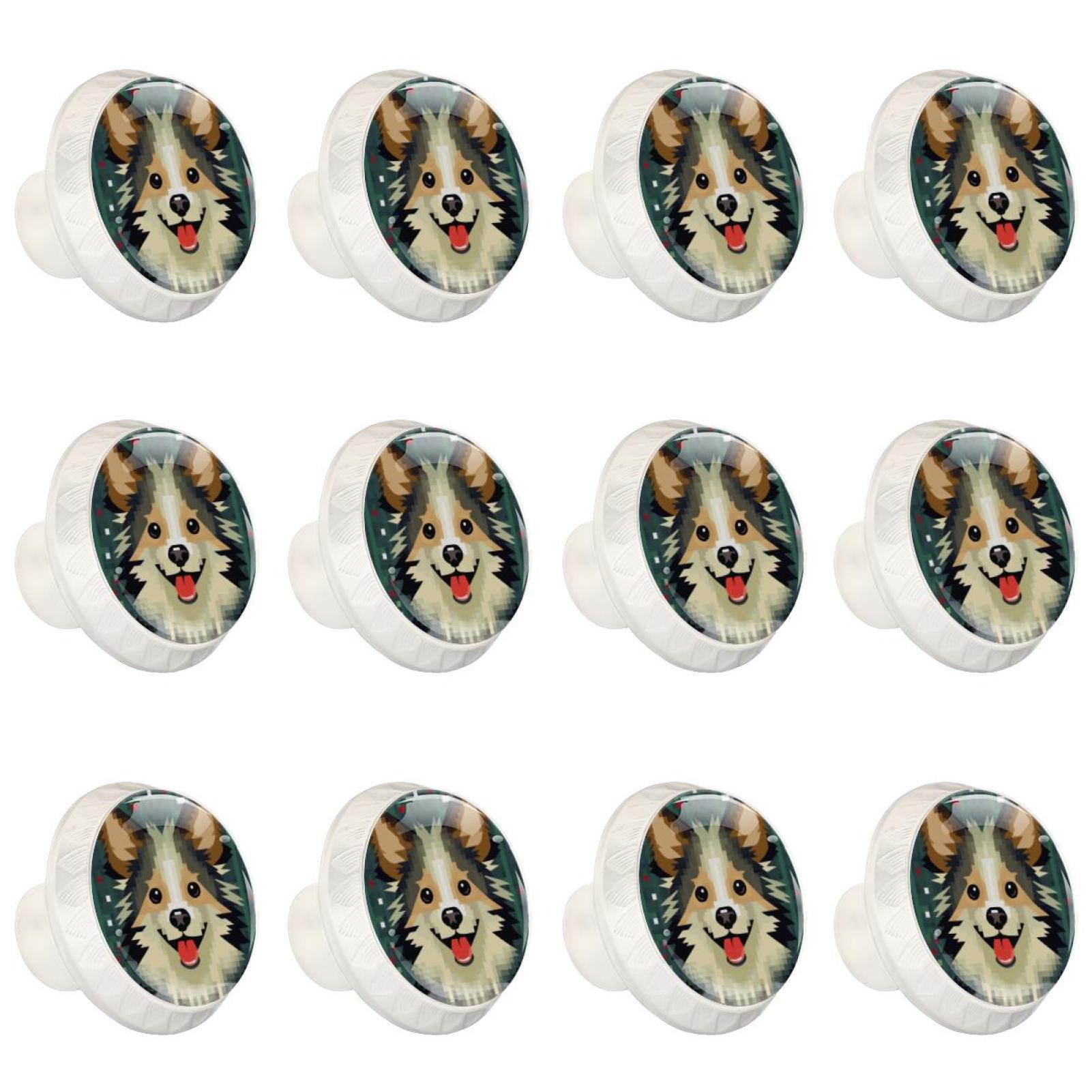 Pixel Dog Pet Animal 12 Pcs White Round Drawer Pulls with Screws,ABS ...