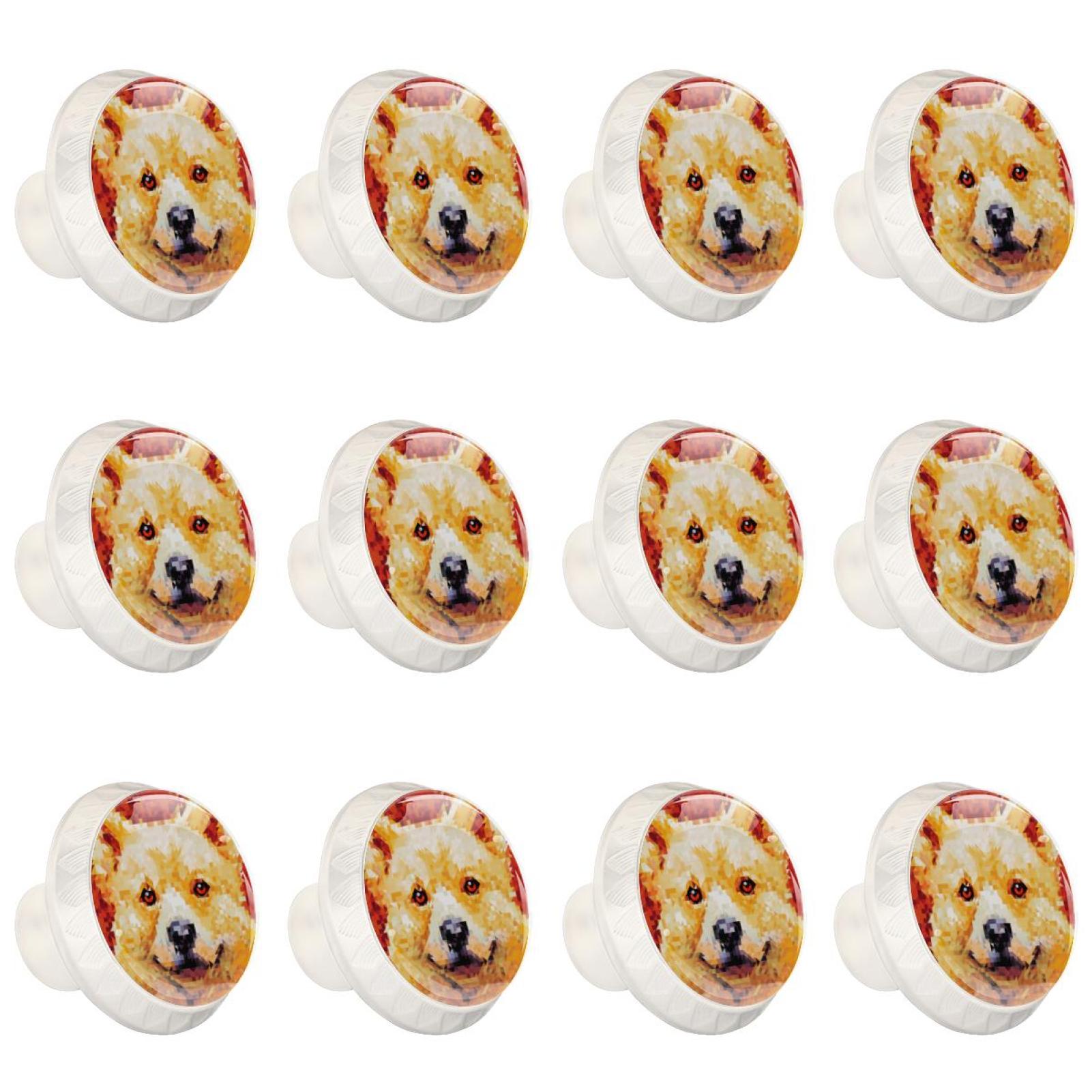 Pixel Dog Pet Animal 12 Pcs White Round Drawer Pulls with Screws,ABS ...