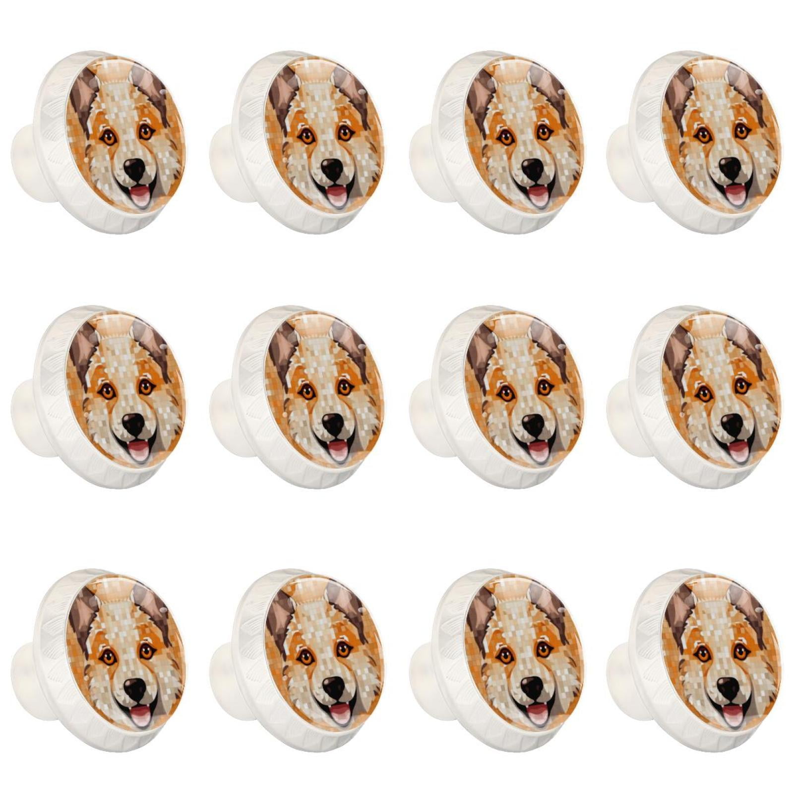 Pixel Dog Pet Animal 12 Pcs White Round Drawer Pulls with Screws,ABS ...