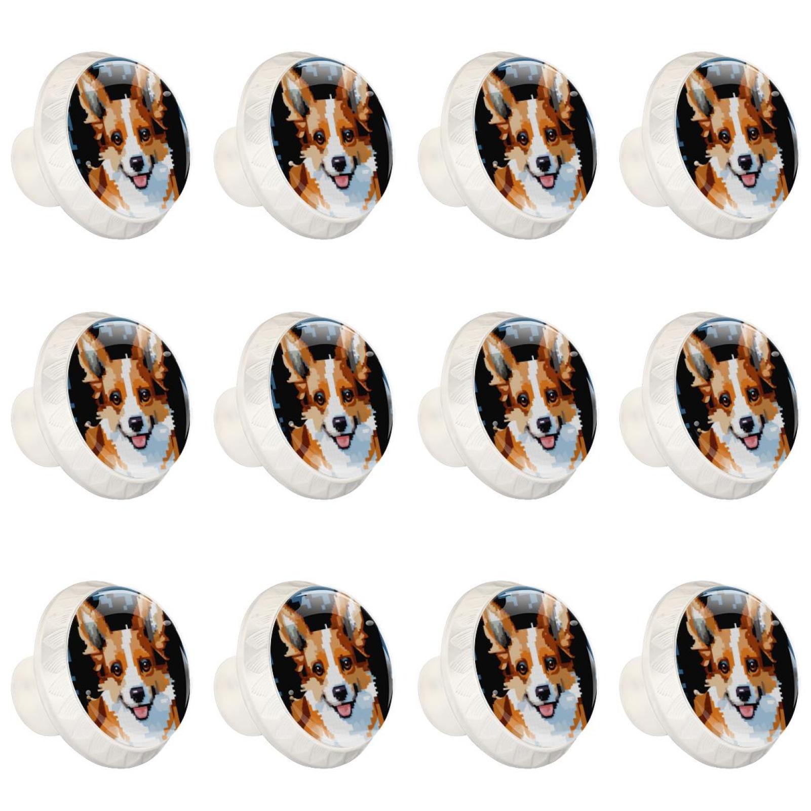 Pixel Dog Pet Animal 12 Pcs White Round Drawer Pulls with Screws,ABS ...