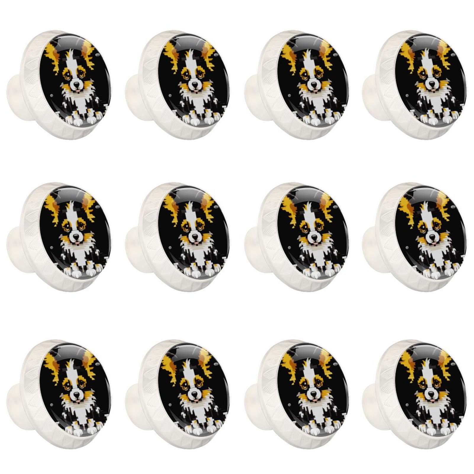 Pixel Dog Pet Animal 12 Pcs White Round Drawer Pulls with Screws,ABS ...