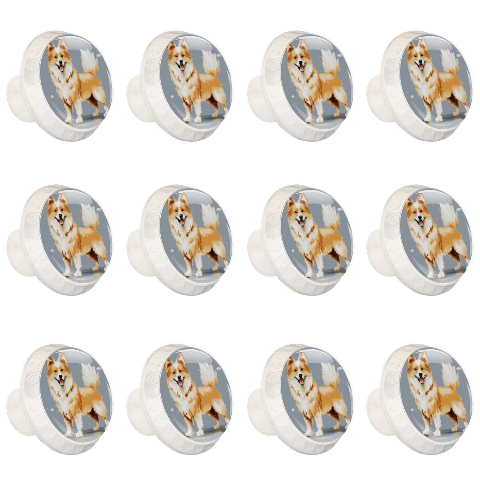 Pixel Dog Pet Animal 12 Pcs White Round Drawer Pulls with Screws,ABS ...