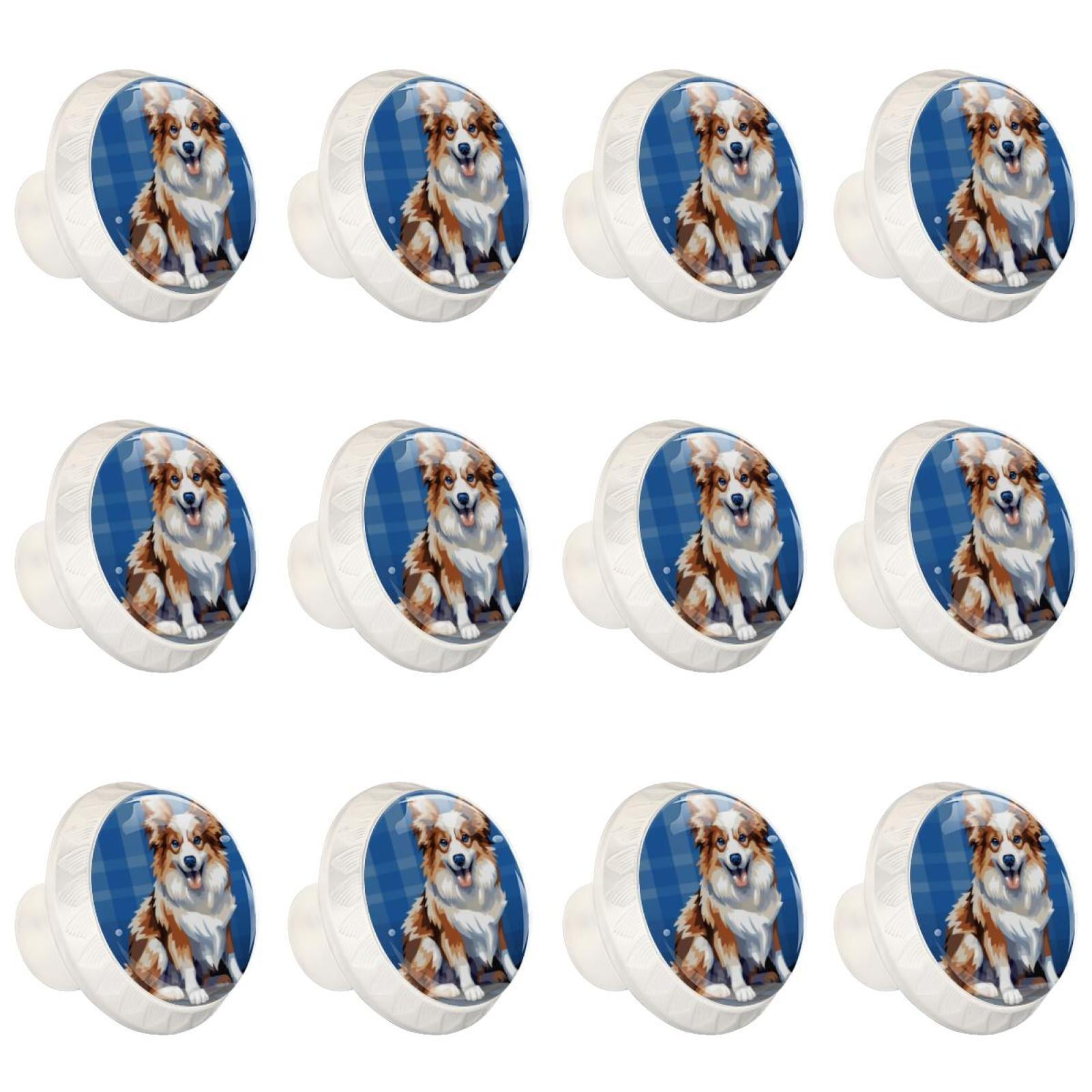 Pixel Dog Pet Animal 12 Pcs White Round Drawer Pulls with Screws,ABS ...