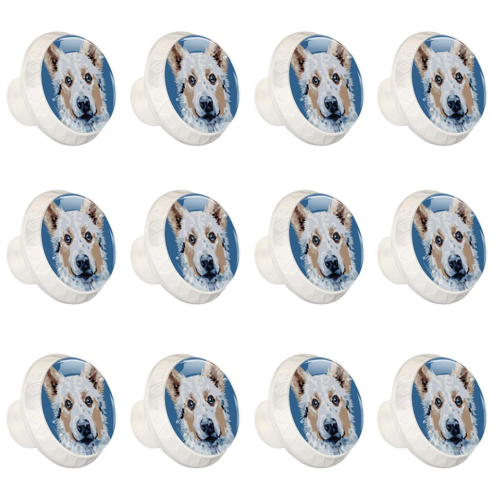 Pixel Dog Pet Animal 12 Pcs White Round Drawer Pulls with Screws,ABS ...