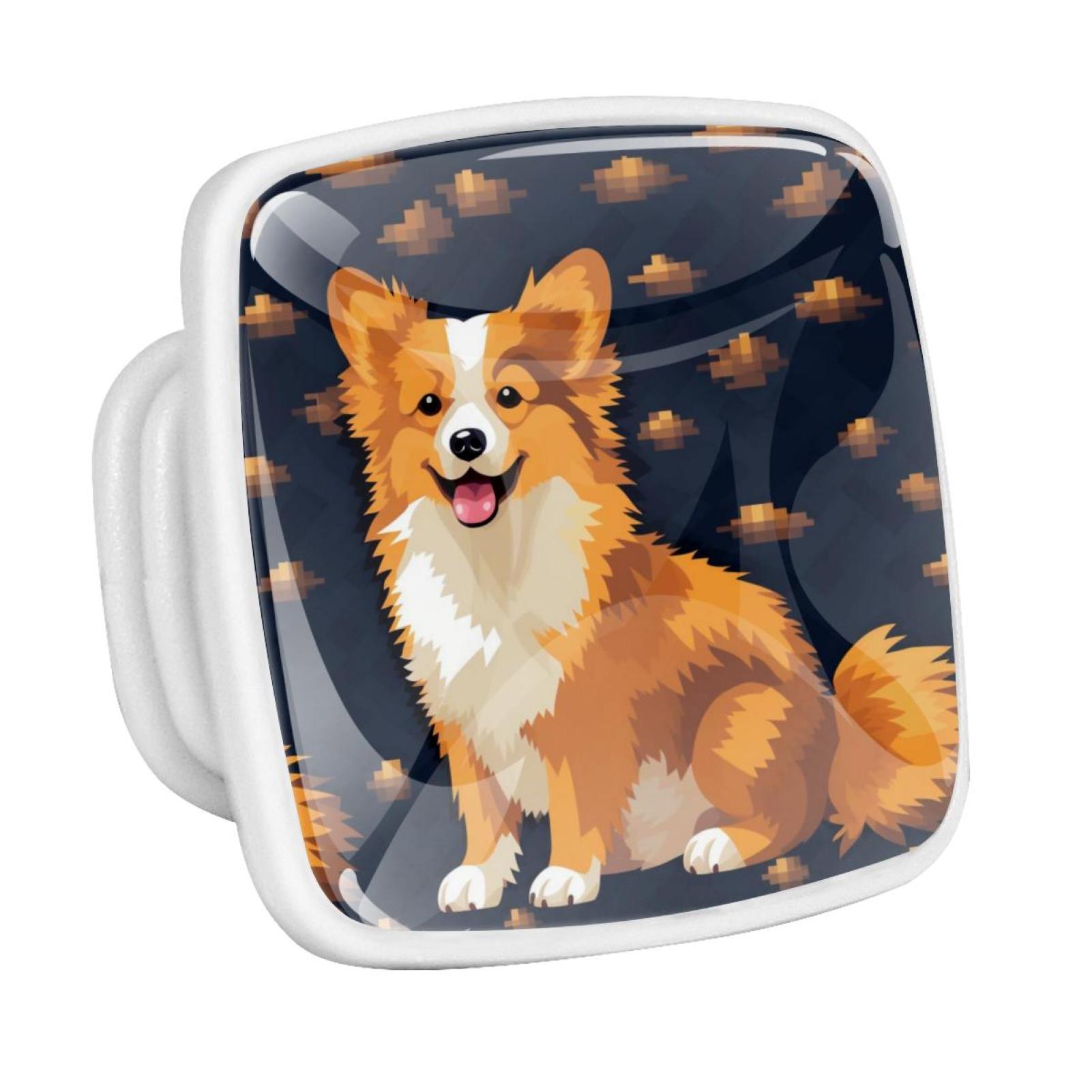 Pixel Dog Pet Animal Fluorescent Drawer Pulls with Screws Square 4-Pack ...