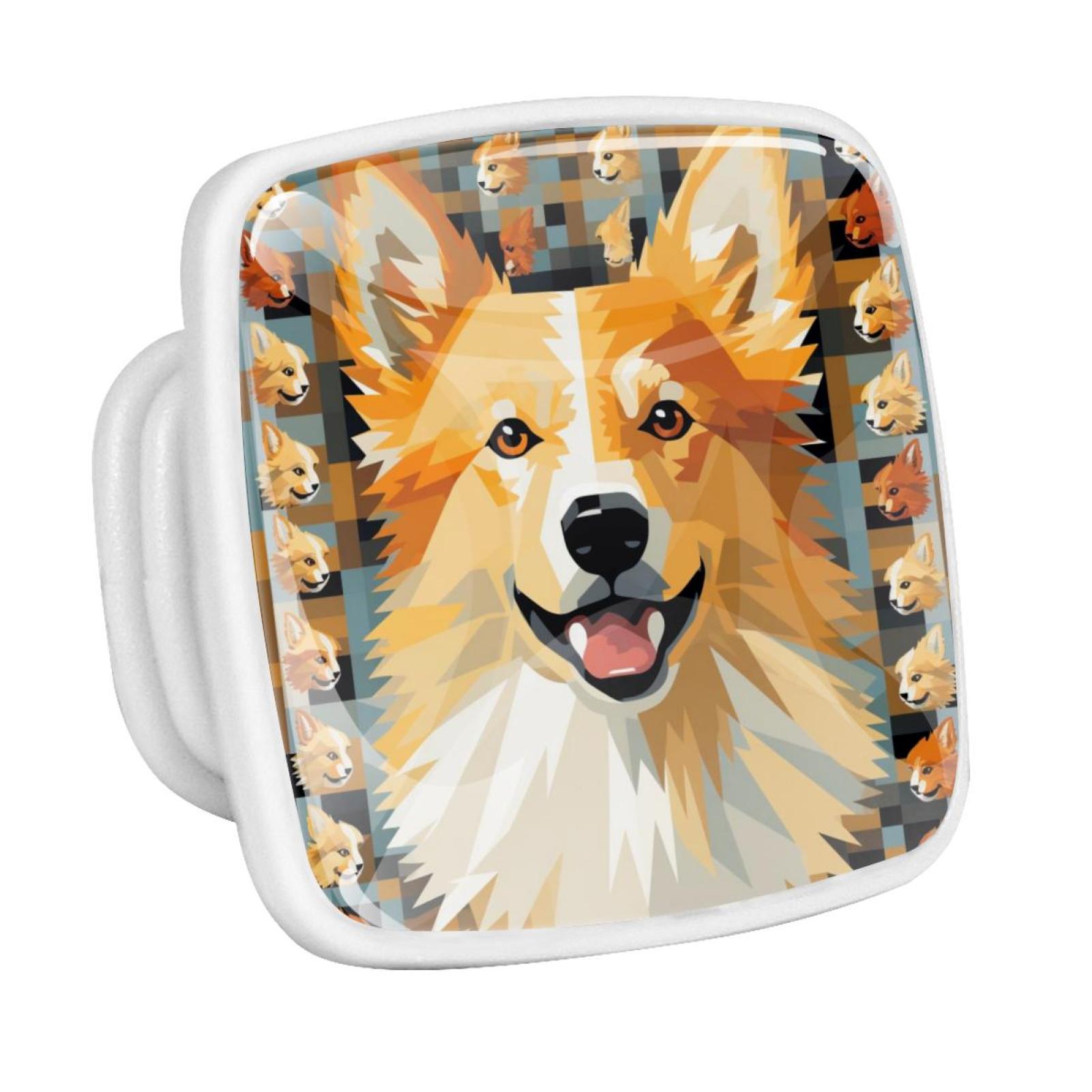 Pixel Dog Pet Animal Fluorescent Drawer Pulls with Screws Square 4-Pack ...