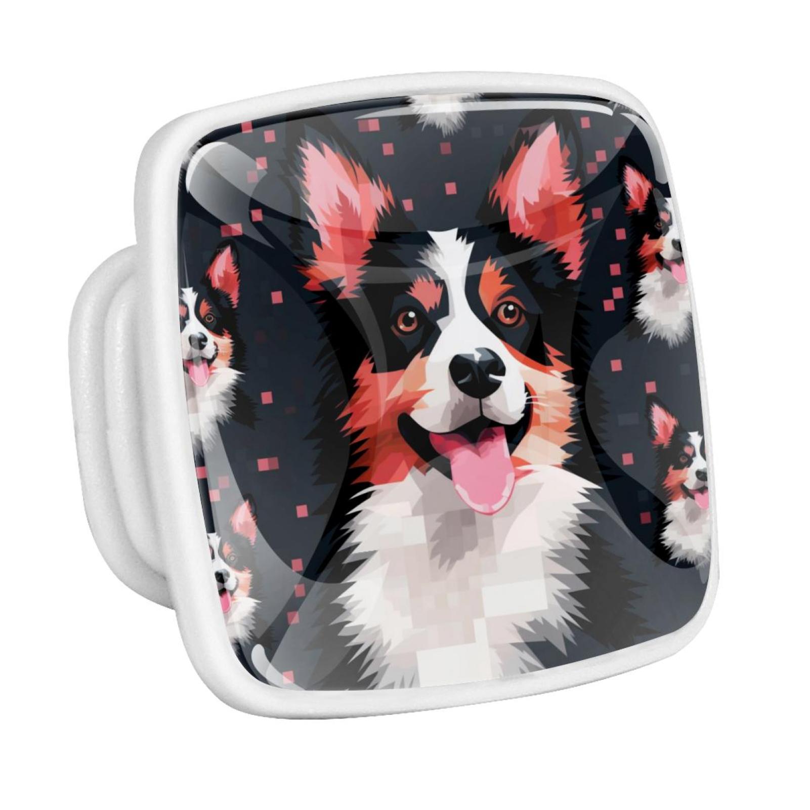 Pixel Dog Pet Animal Fluorescent Drawer Pulls with Screws Square 4-Pack ...