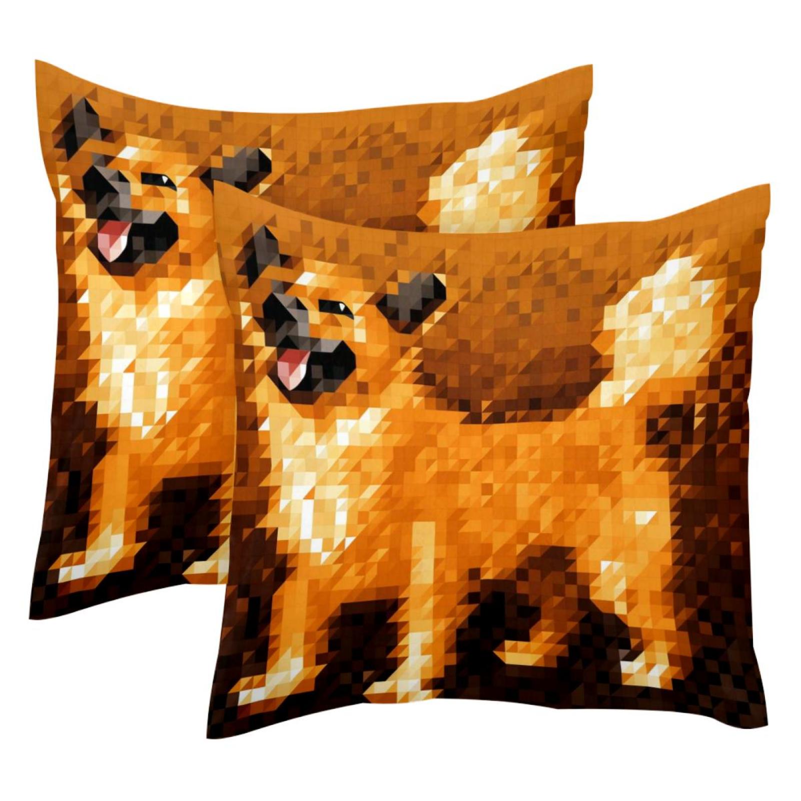 Pixel Dog Pet Animal Pattern 2PCS Printed Square Cushion 20x20 Inch ...