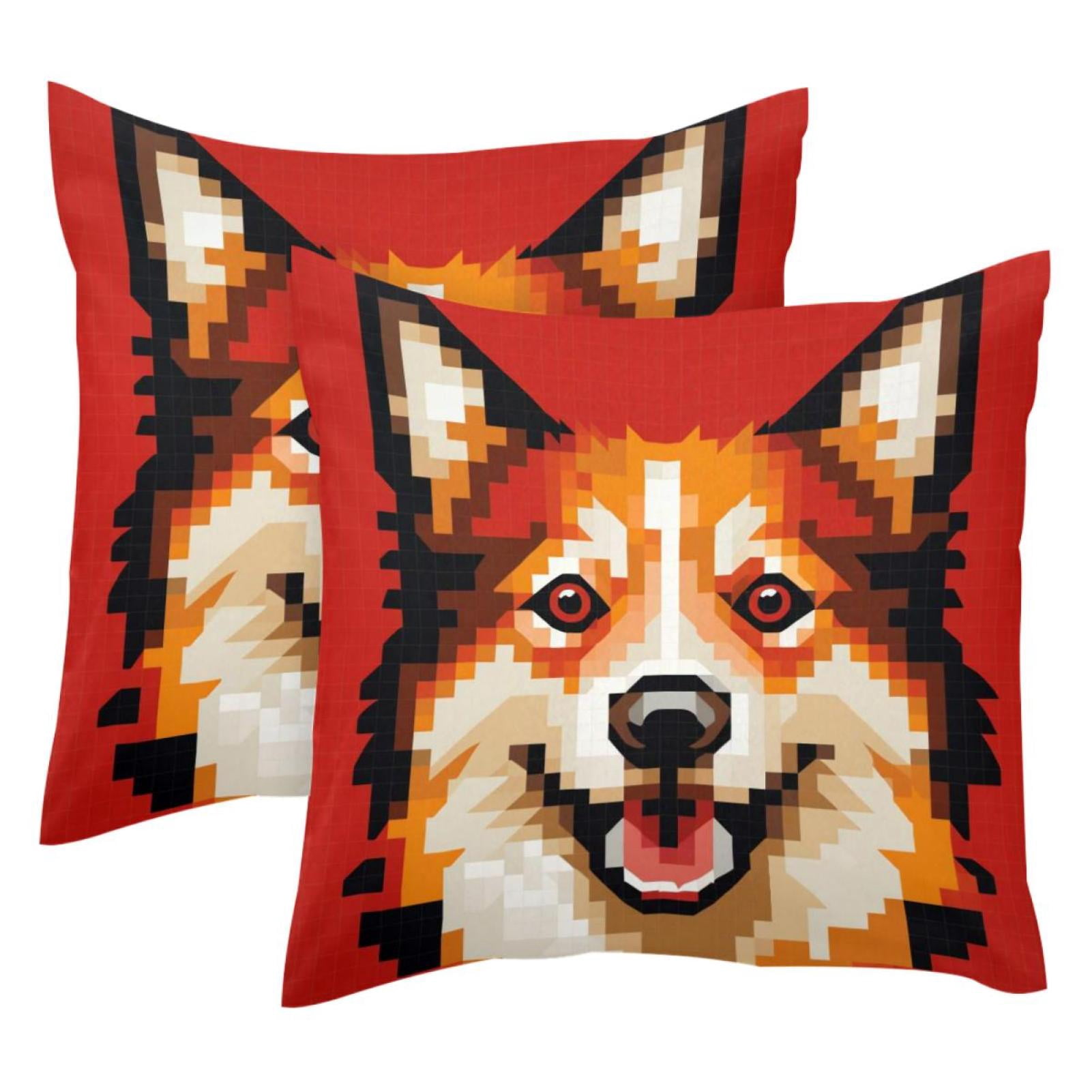 Pixel Dog Pet Animal Pattern 2PCS Printed Square Cushion 20x20 Inch ...