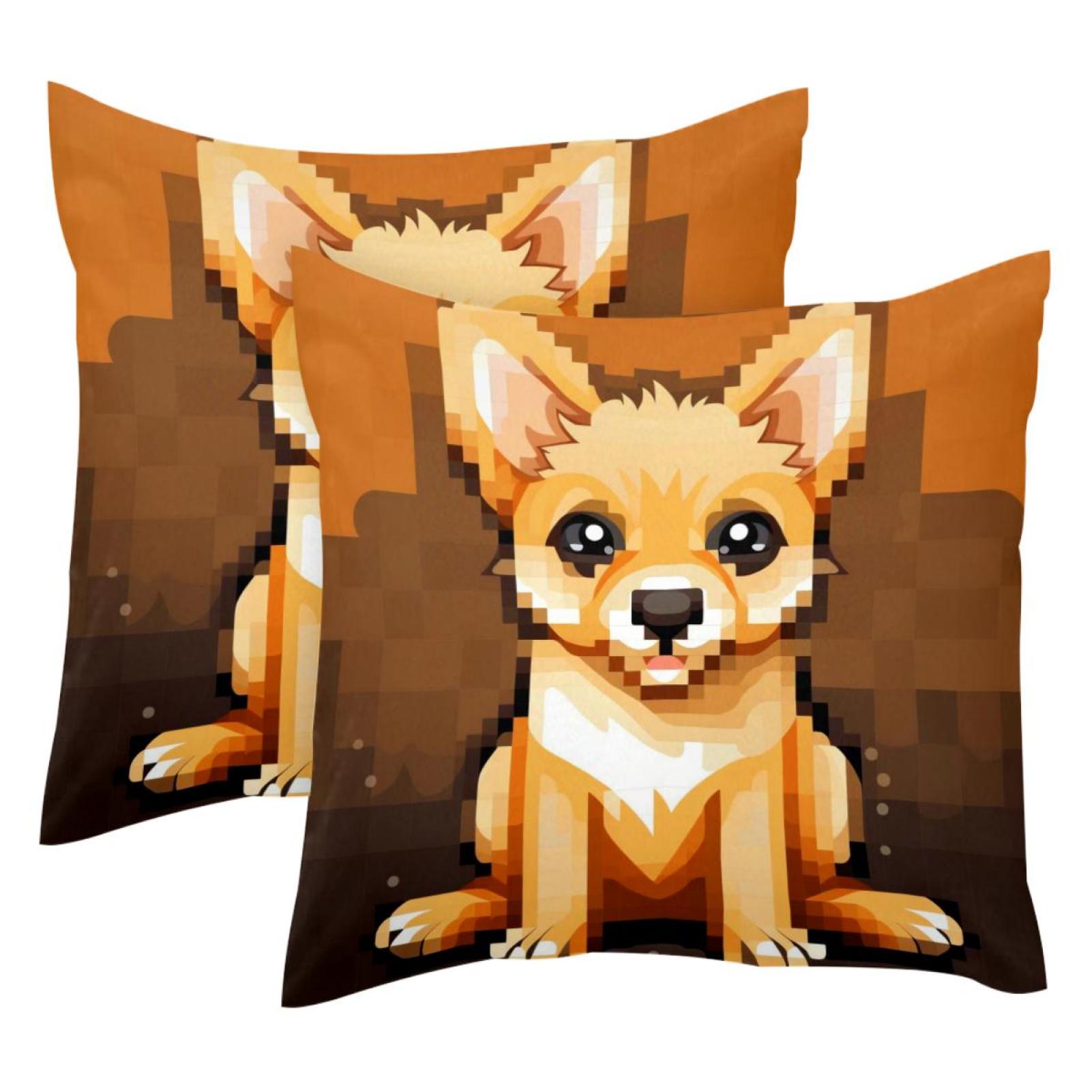 Pixel Dog Pet Animal Pattern 2PCS Printed Square Cushion 20x20 Inch ...
