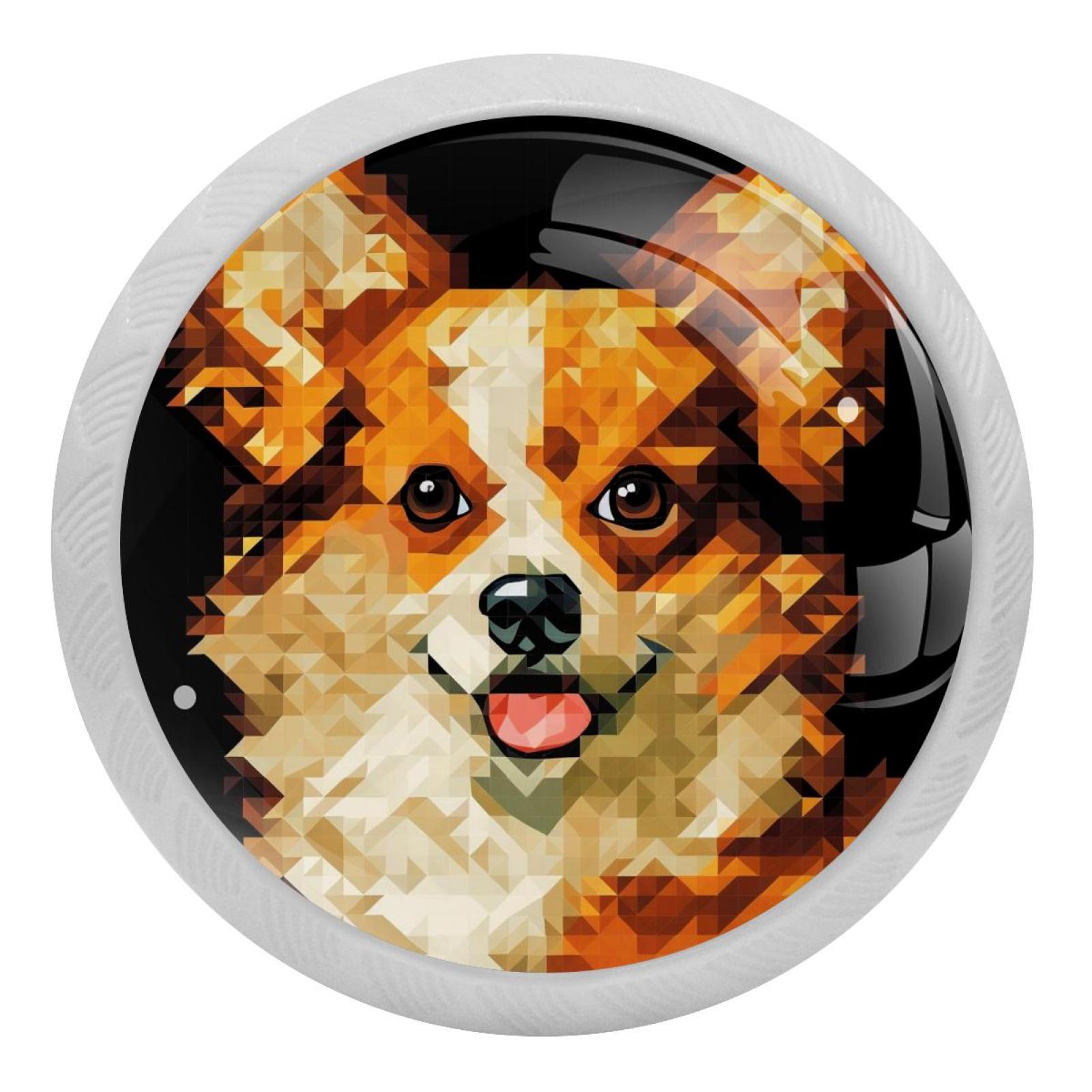 Pixel Dog Pet Animal Pattern 4PCS Cabinet Knobs Pulls Fluorescent ...