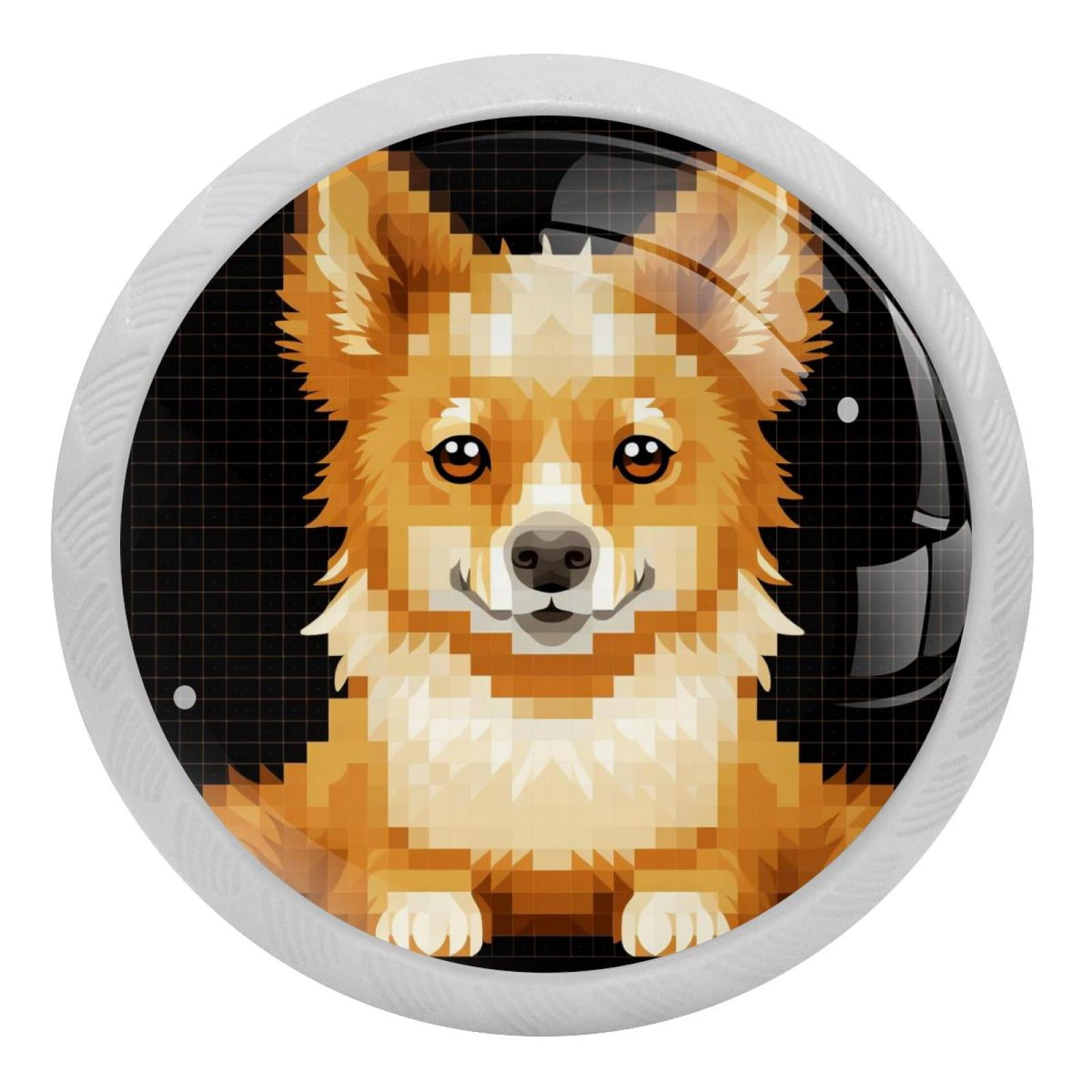 Pixel Dog Pet Animal Pattern 4PCS Cabinet Knobs Pulls Fluorescent ...