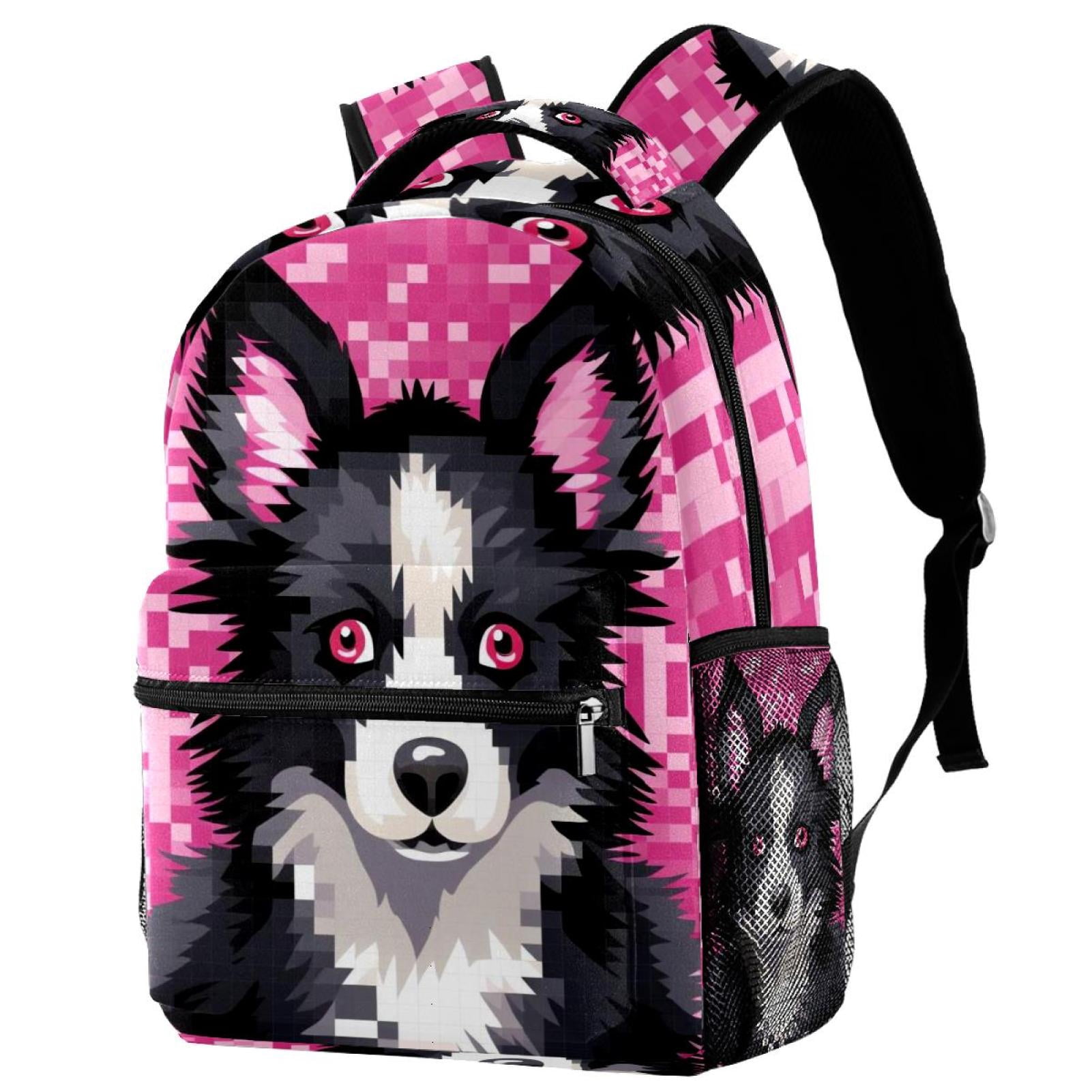Pixel Dog Pink Background Casual Backpacks Lightweight Premium Backpack ...