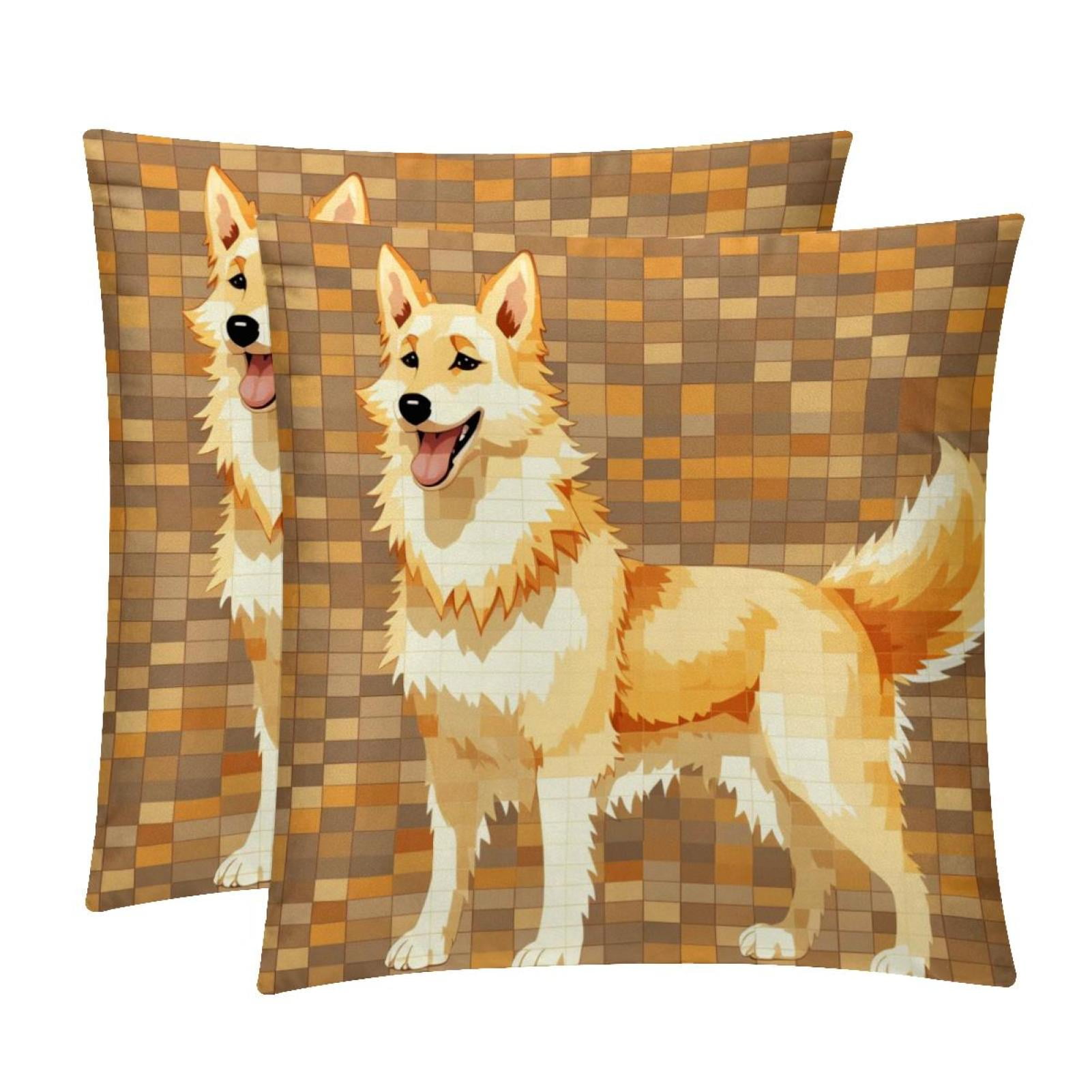 Pixel Dog Throw Pillow Covers Set of 2 - Velvet Decorative Pillow Cases ...