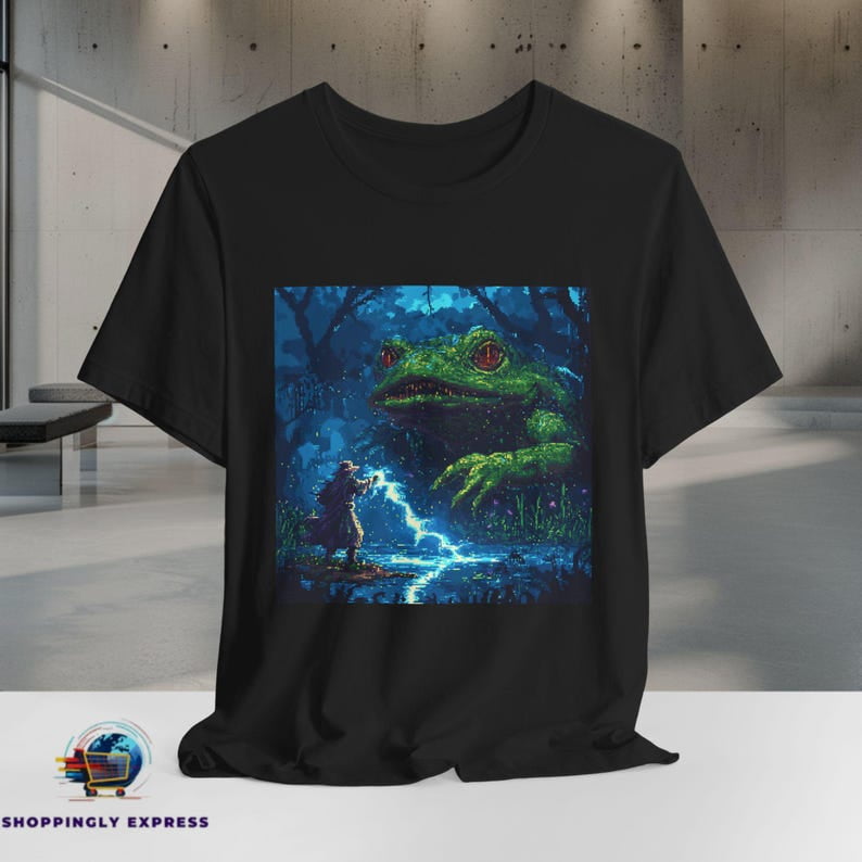 Pixel Frog Wizard Battle Tee – Fantasy Toad Pixel Art Retro Gamer ...