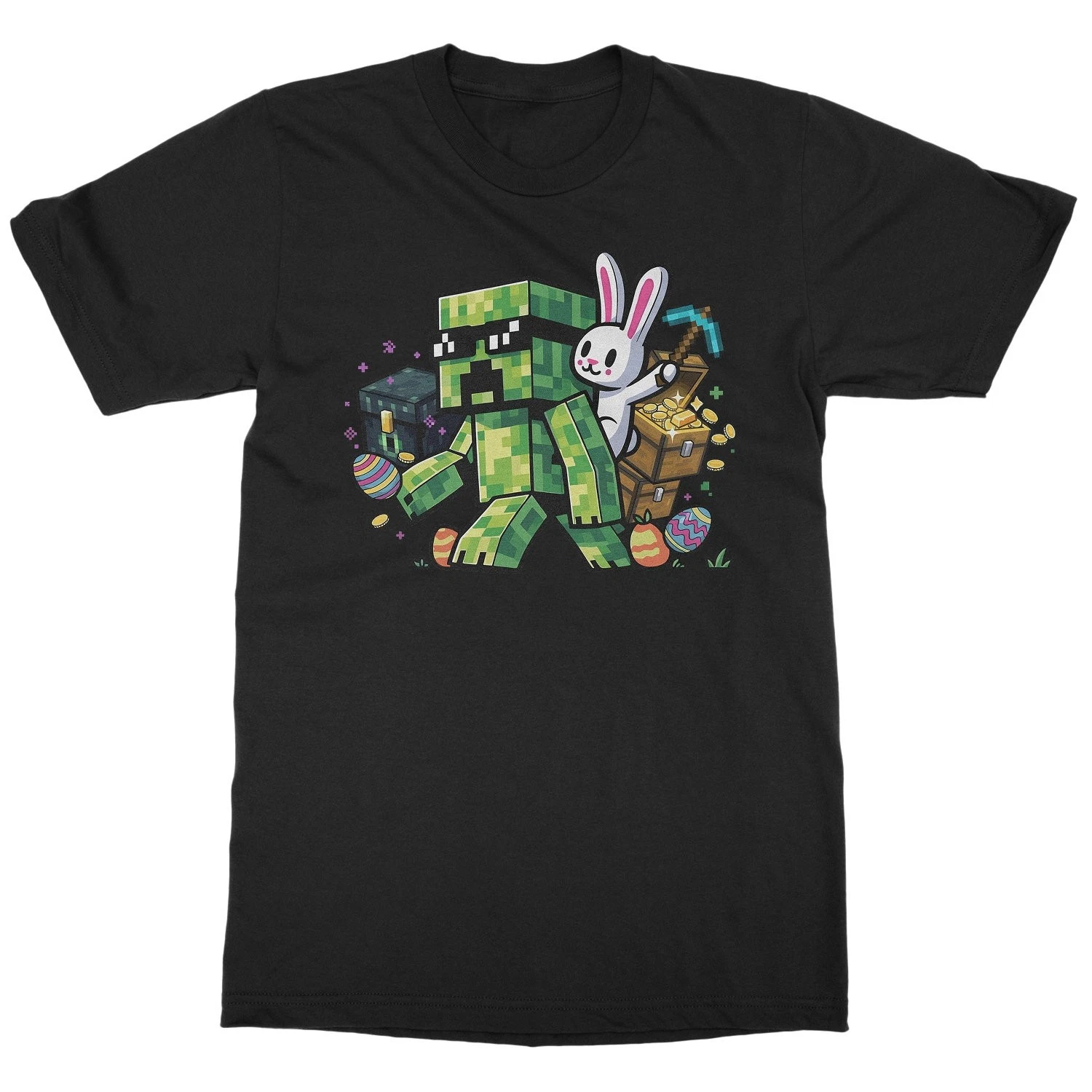 Pixel Game Egg Hunt Easter Day Bunny Gaming Graphic Unisex T-Shirt, S ...