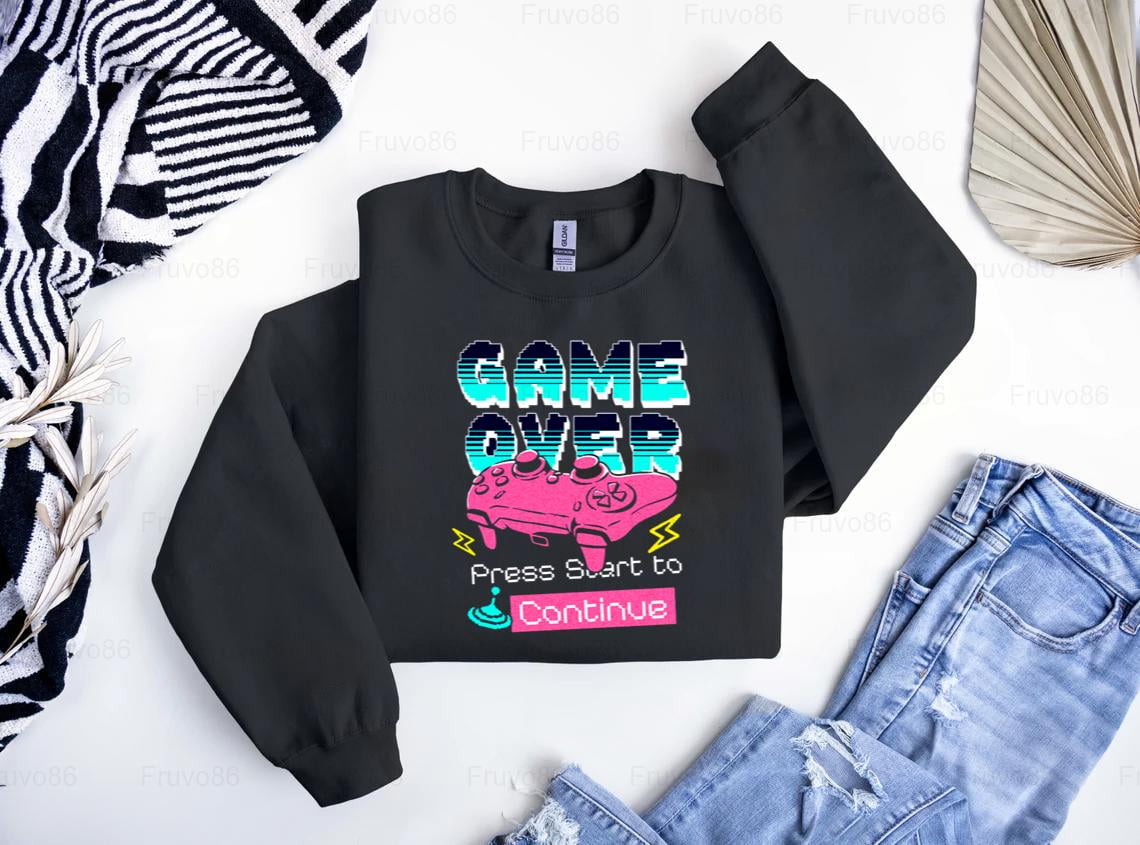 Pixel Game Over T-shirt, Sweatshirt, Hoodie with Retro Gamer Aesthetic ...