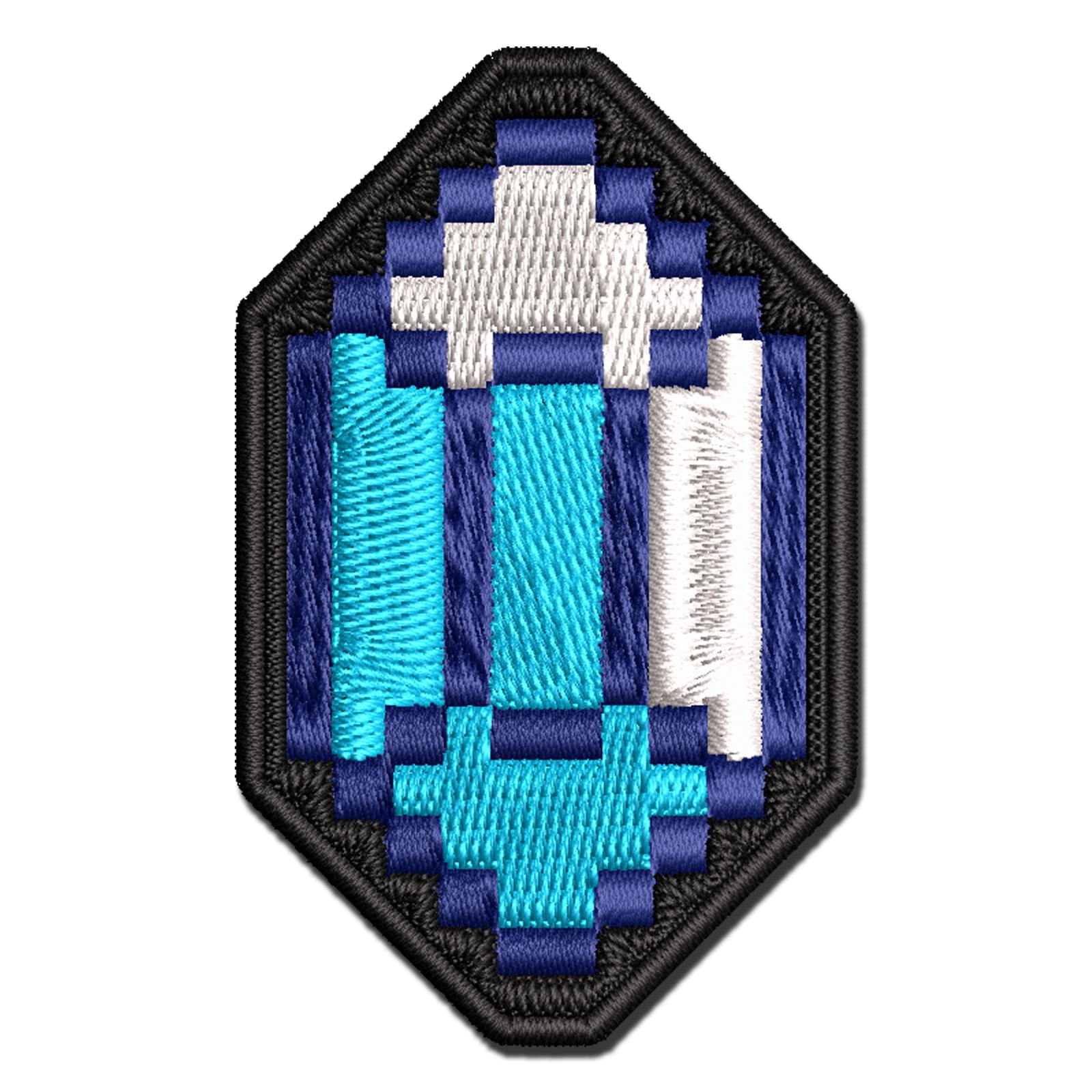 Pixel Gem Diamond Emerald Rupee RPG Game Applique Multi-Color ...