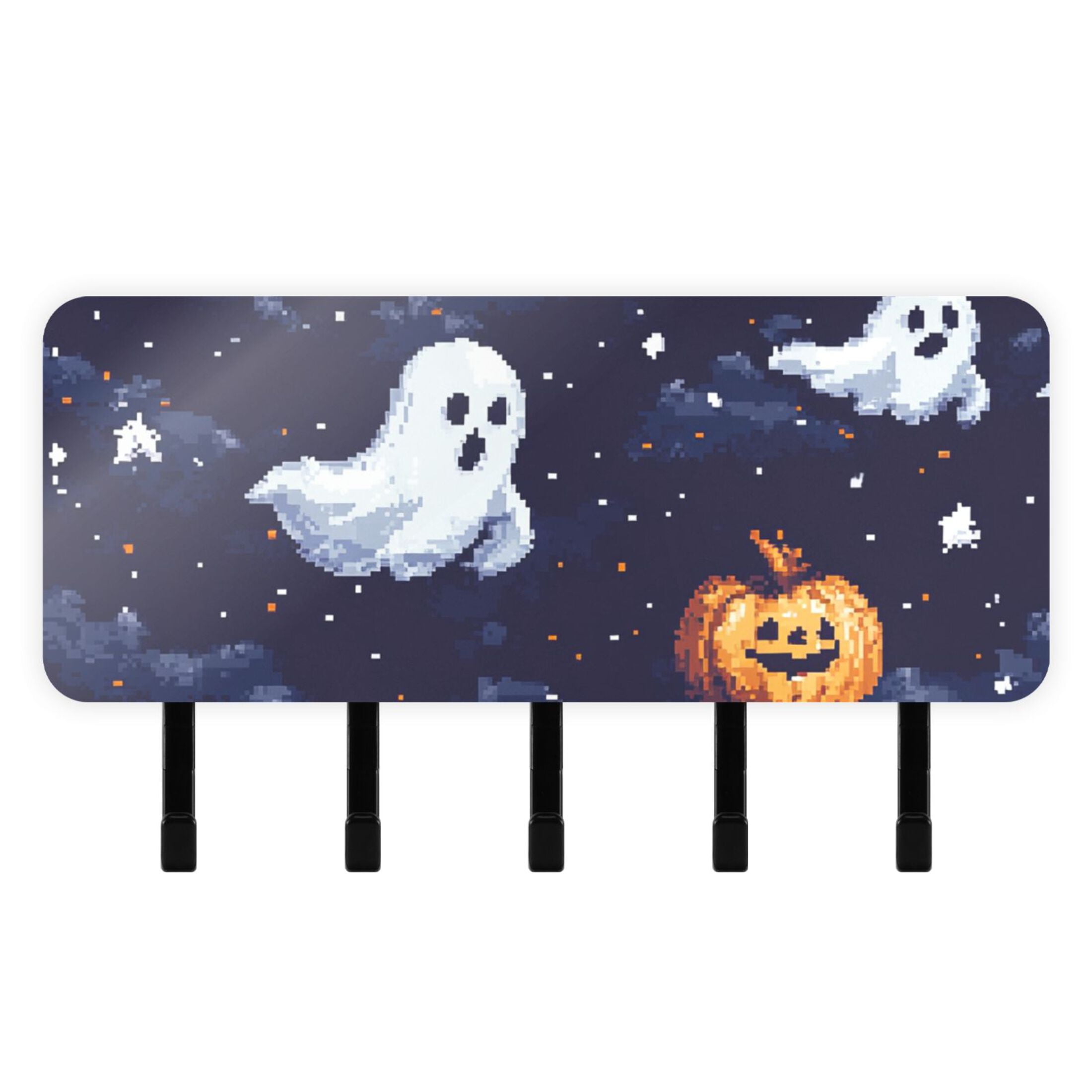 Pixel Ghosts Pumpkins Key Holder for Wall Mail Holder Organizer with 5 ...