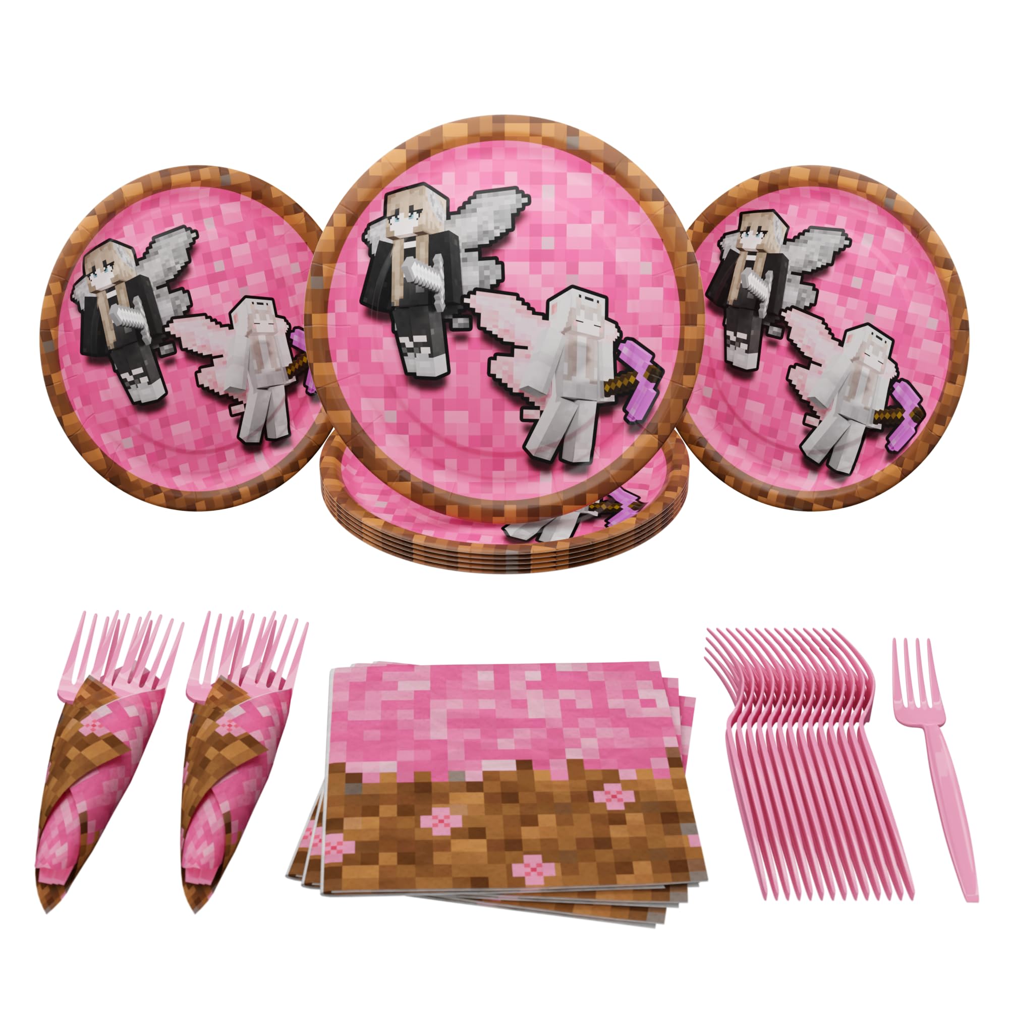 Pixel Girl Value Party Supplies (64 pieces for Girl Video Game Party ...