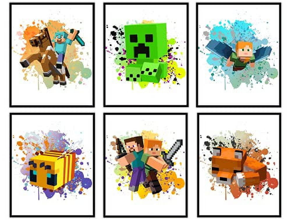 Pixel Mine Game Posters for Boys Room Decor – 8x10 Inches UNFRAMED Set ...